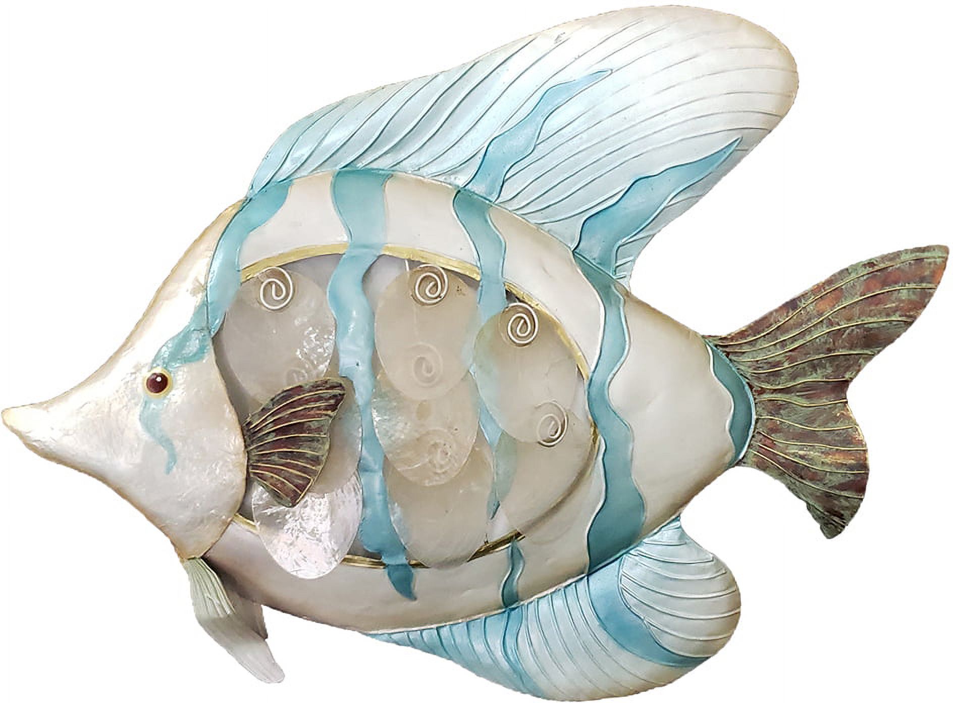 Capiz & Metal Seaside Tropical Fish Wall Art Beige/Light Blue 18x18x1 ...