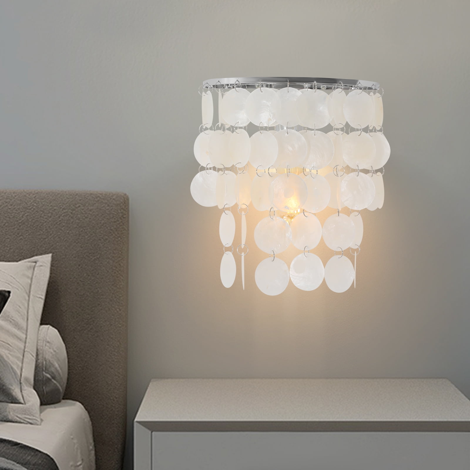 Capiz Shell Flush Mount Ceiling Light Coastal Seashell Sconce, 9.45 ...