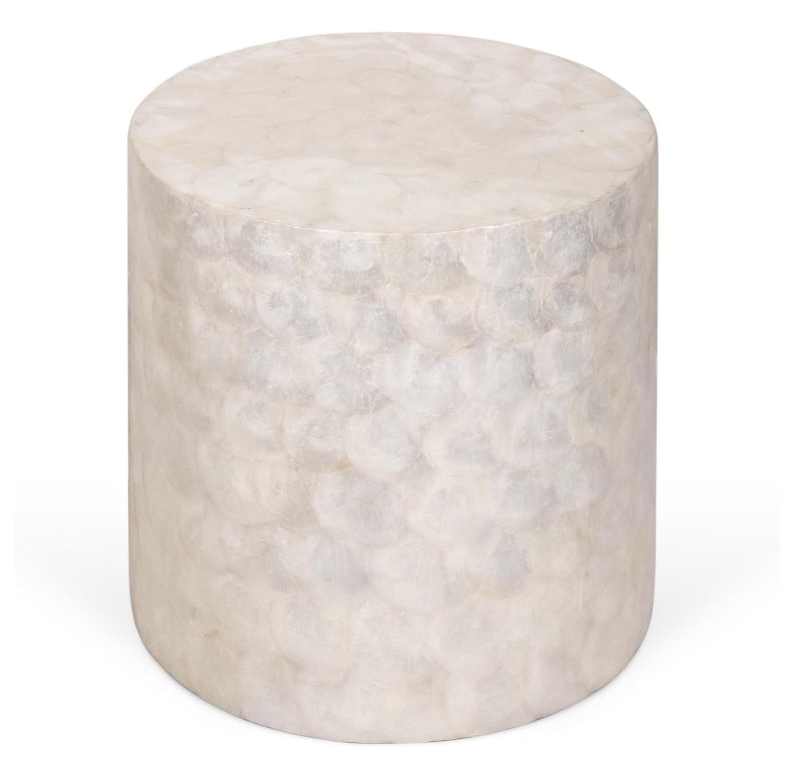 Capiz Shell Side Table – White Accent Table, Small Decorative Round ...