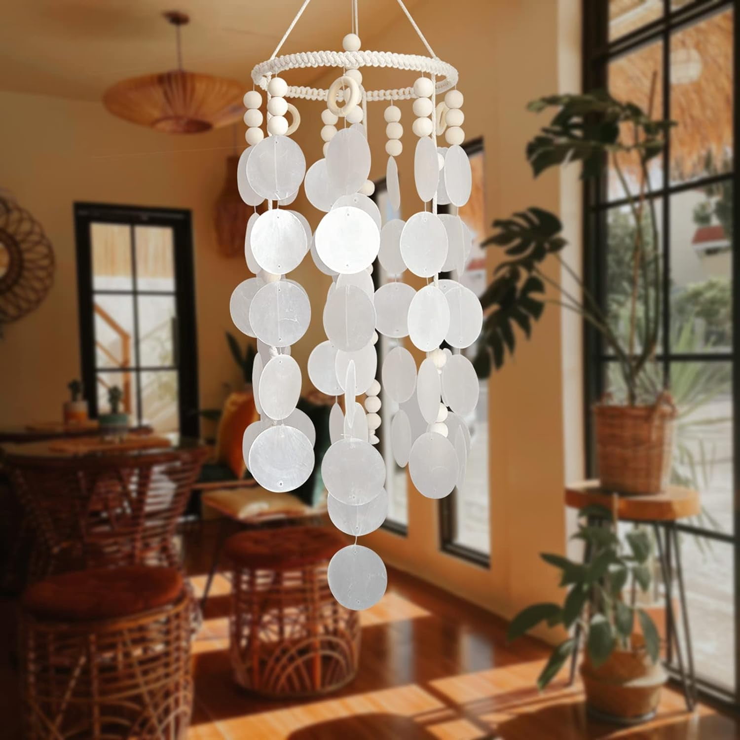 Capiz Shell Wind Chimes for Outside, Unique Shell Wind Chimes Outdoor ...
