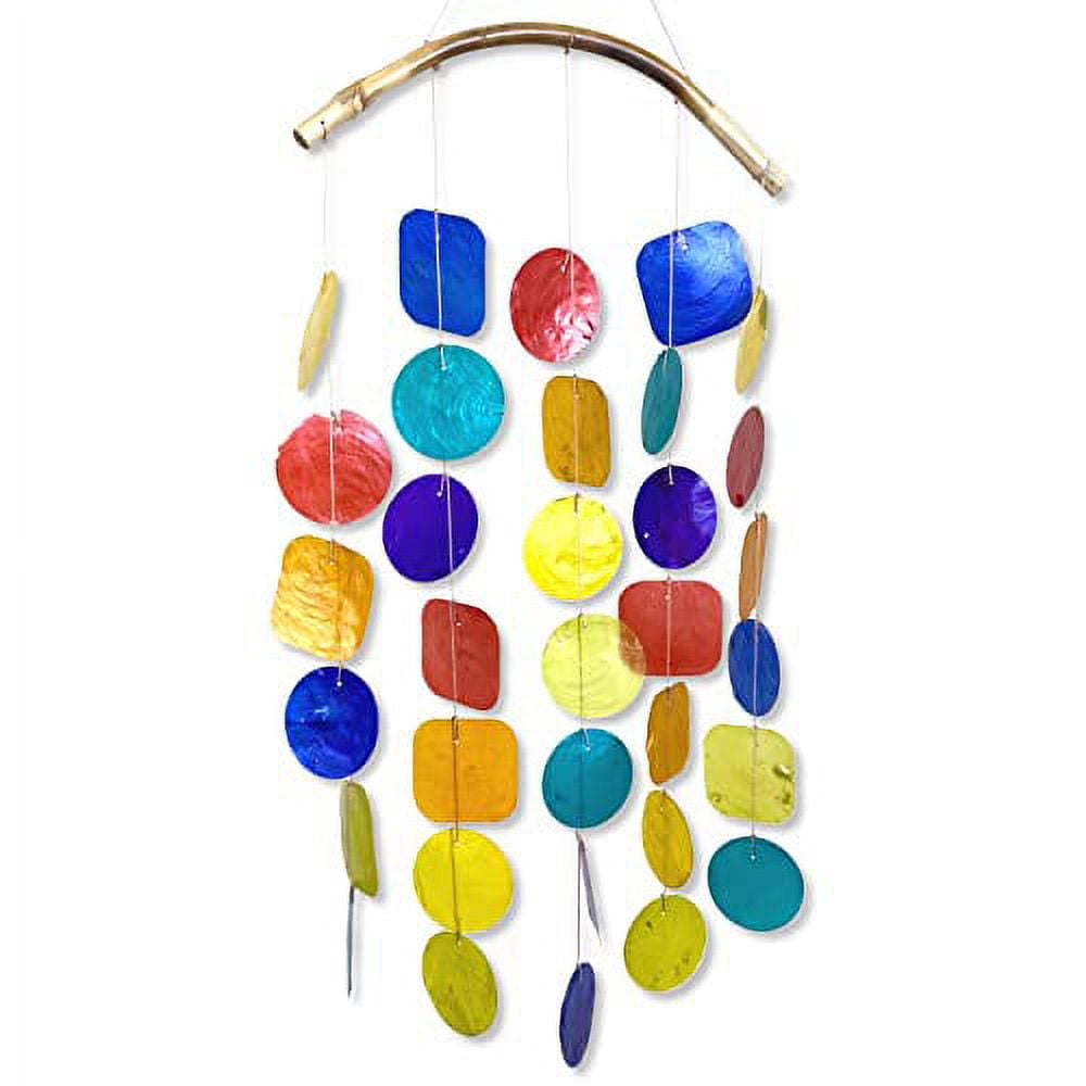 Capiz Wind Chime for Outside – Colorful Shell Windchime Outdoor Mobile ...