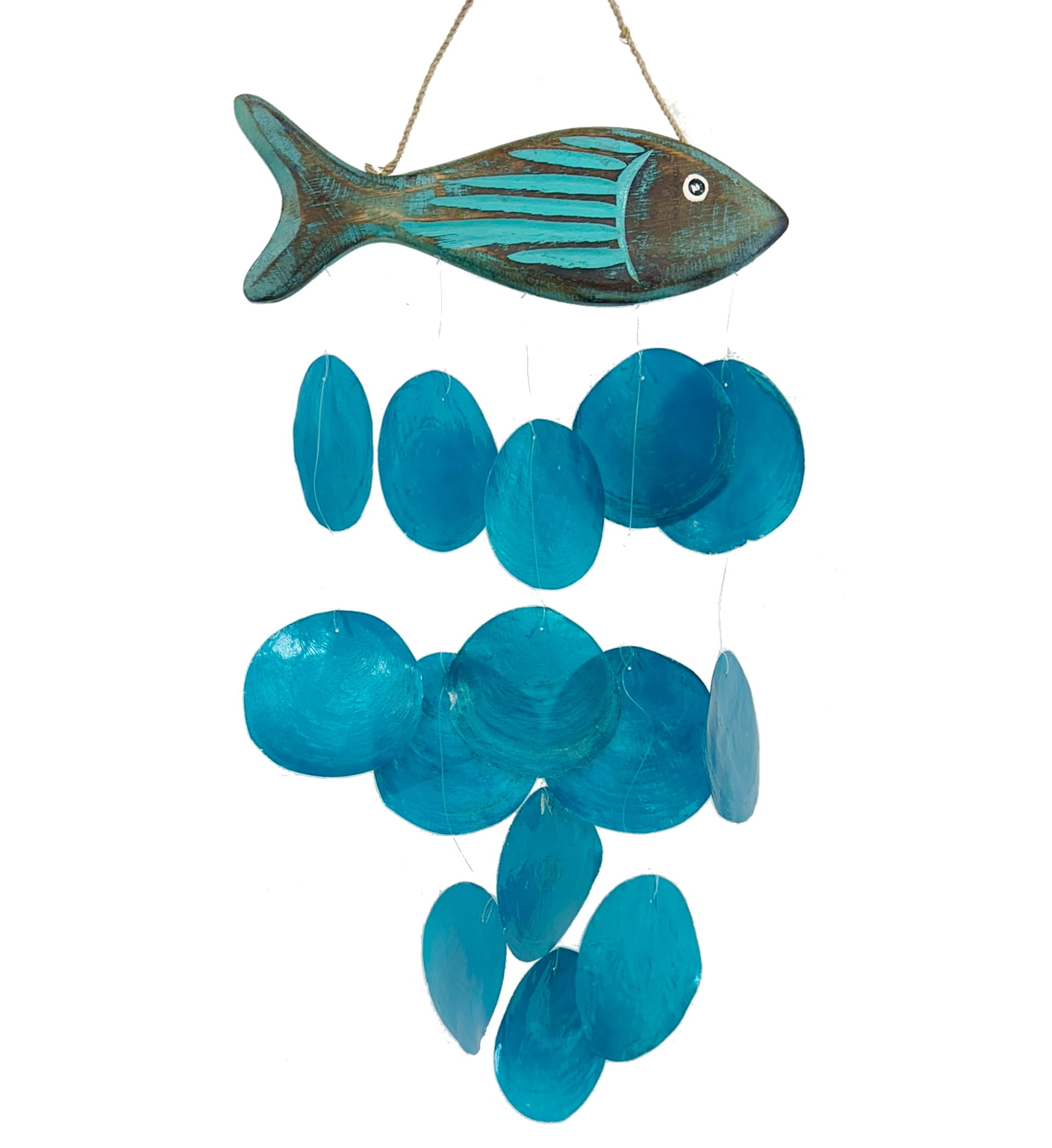 Capiz Windchime Coastal Decor – Blue Fish Beach Wind Chime Indoor ...