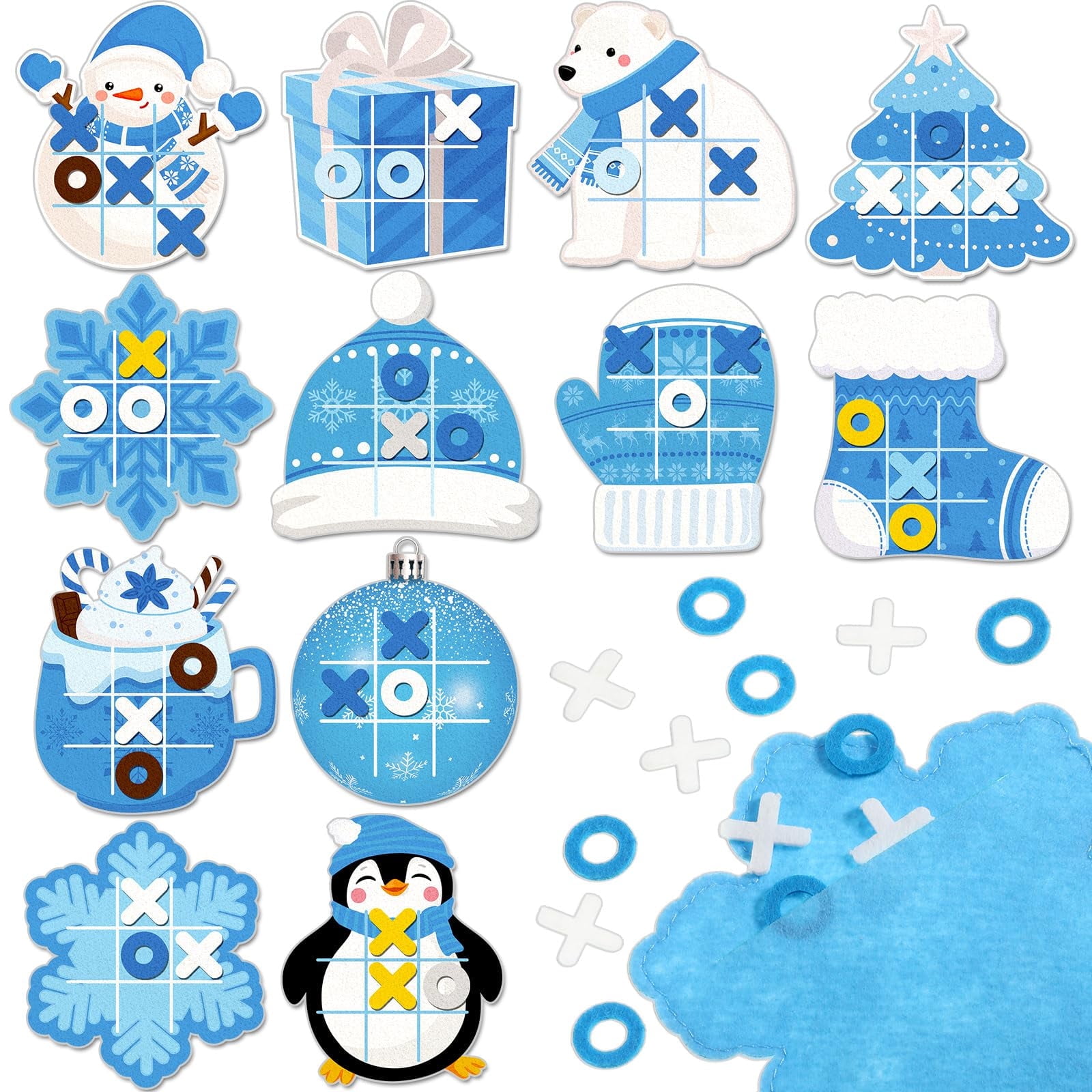 Capoda 24 Pack Winter Christmas Party Games Winter Tic Tac Toe ...