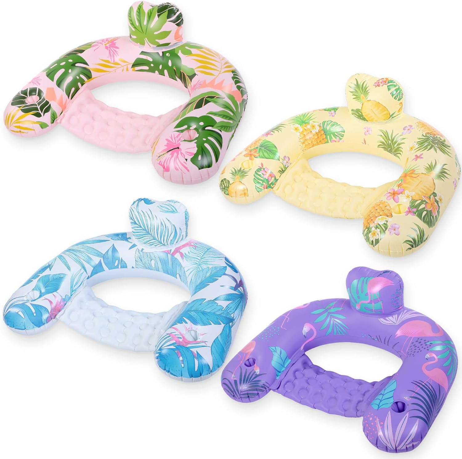 Capoda 4 Pack Inflatable Pool Floats Chairs Floating Seat with Backrest ...