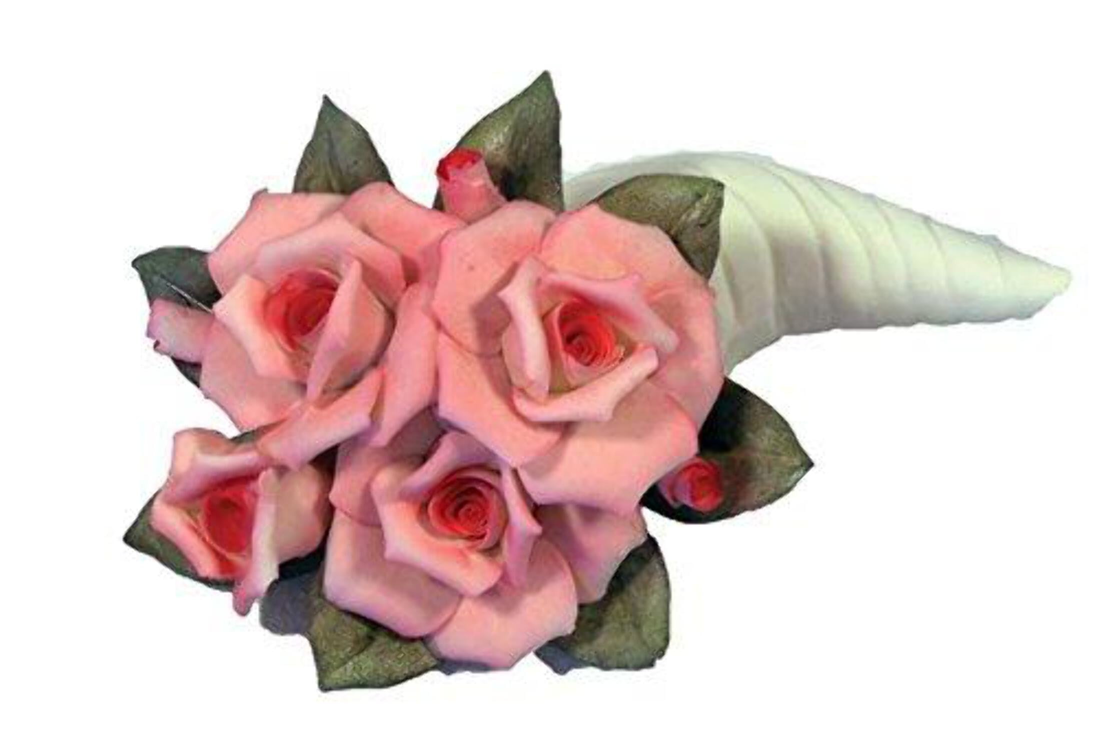 Capodimonte Roses Cornucopia Pink porcelain flower hand made in Italy ...