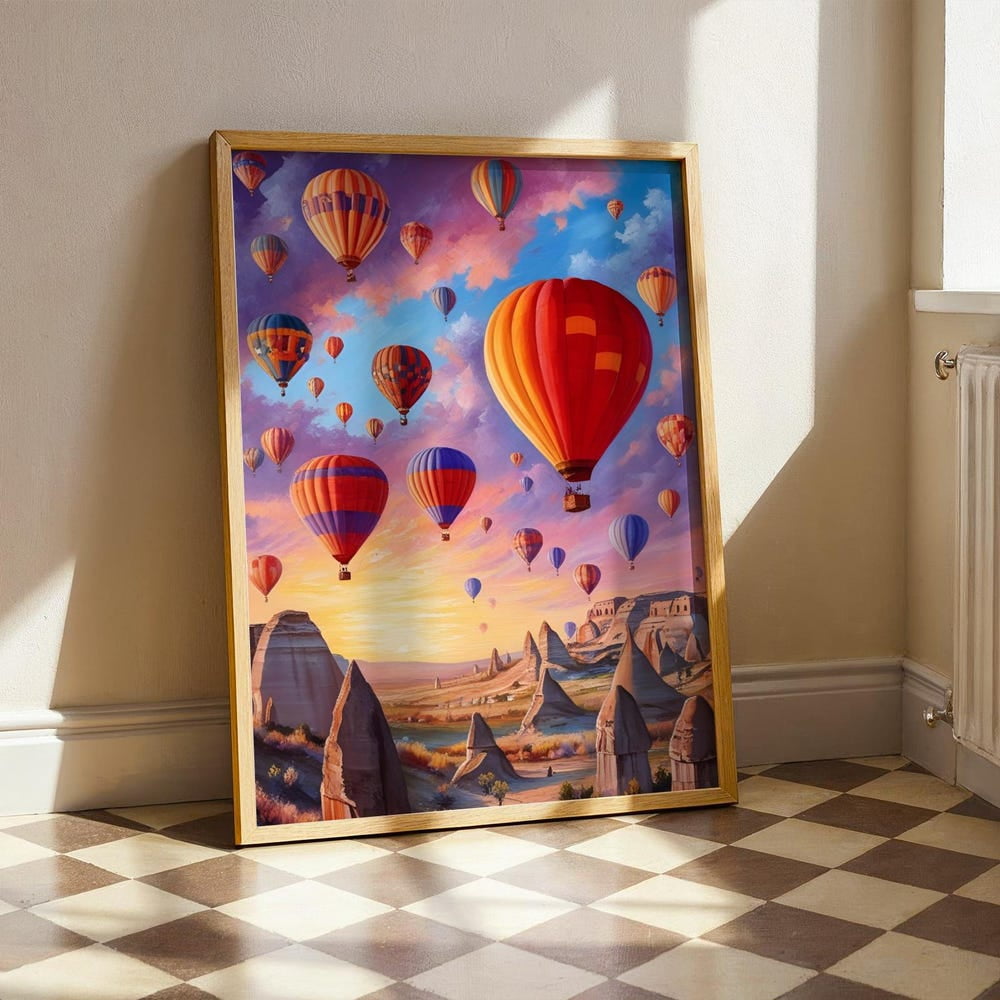 Cappadocia Hot Air Balloons Wall Art Print Turkey Landscape Travel ...