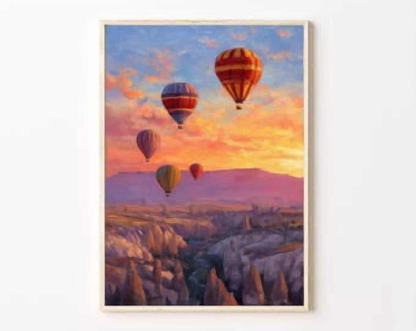 Cappadocia Turkey Oil Painting Hot Air Balloons Sunrise Wall Art ...