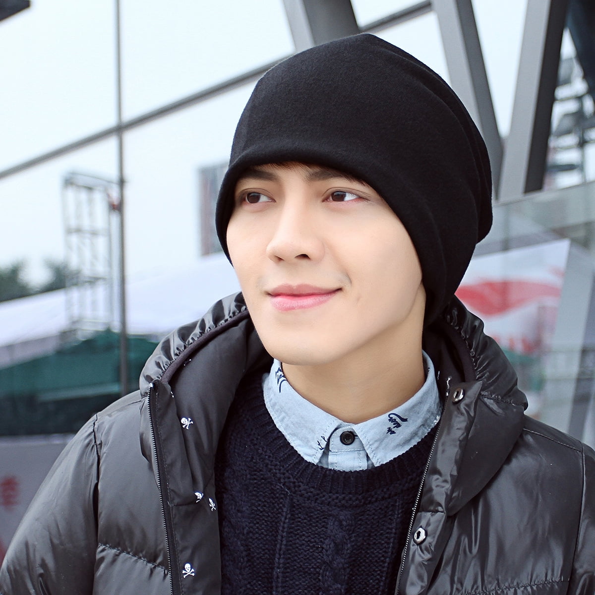 Capping Pullover Cap Winter Men's and Women's Couple's Solid Color ...