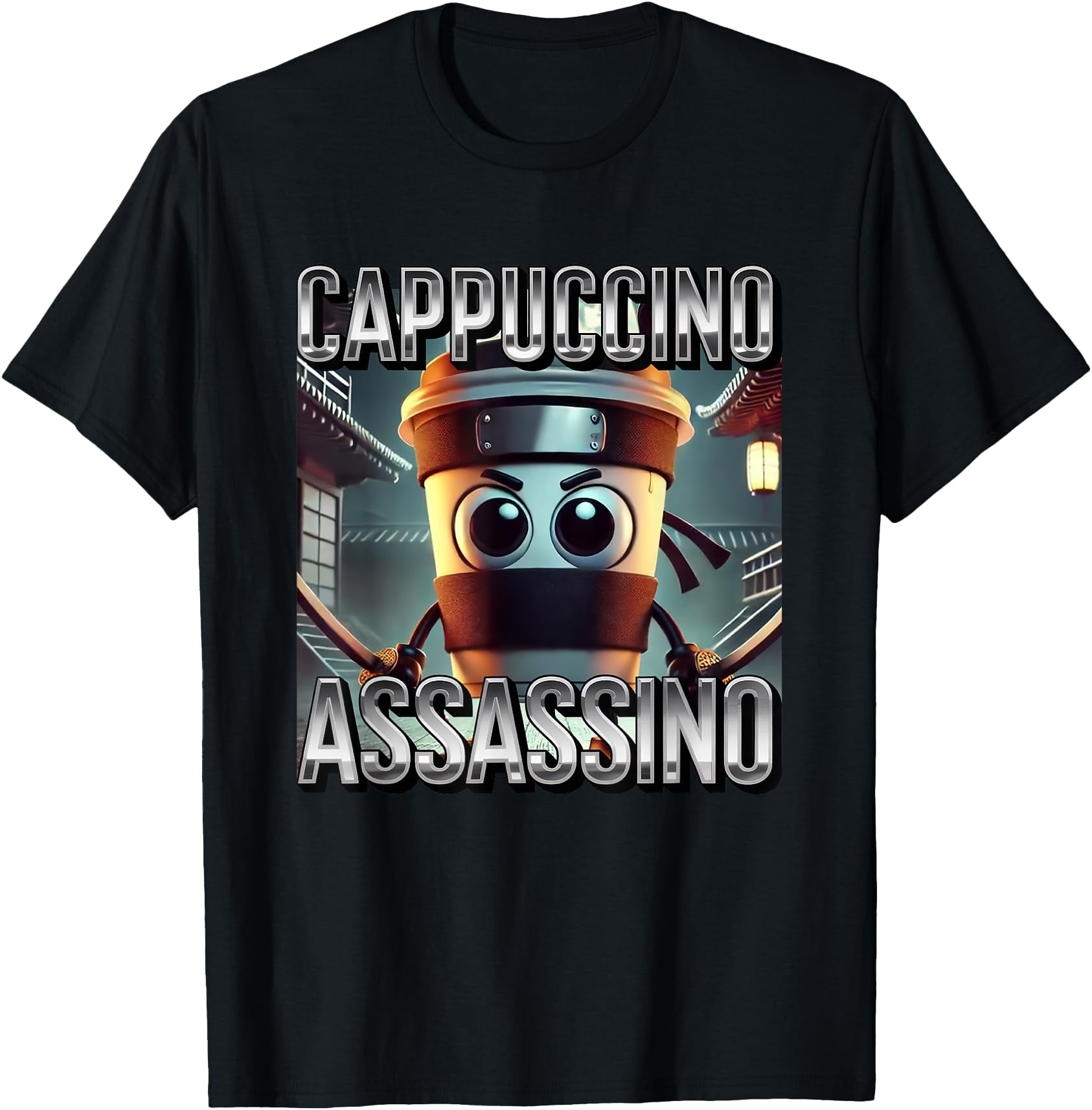 Cappuccino Assassino Coffee Lovers Italian Brainrot Meme T-Shirt,Black ...