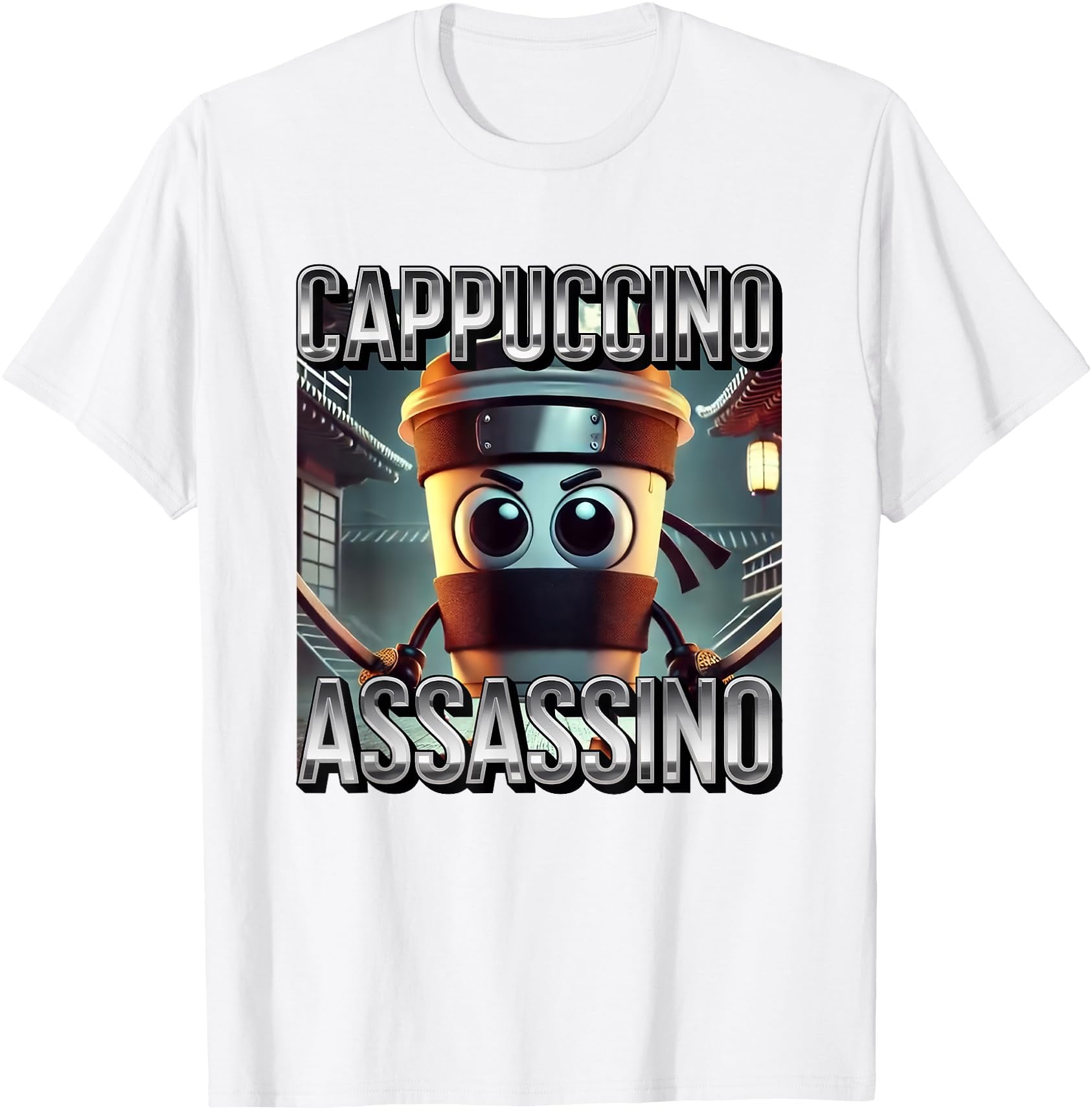 Cappuccino Assassino Coffee Lovers Italian Brainrot Meme T-Shirt,White ...