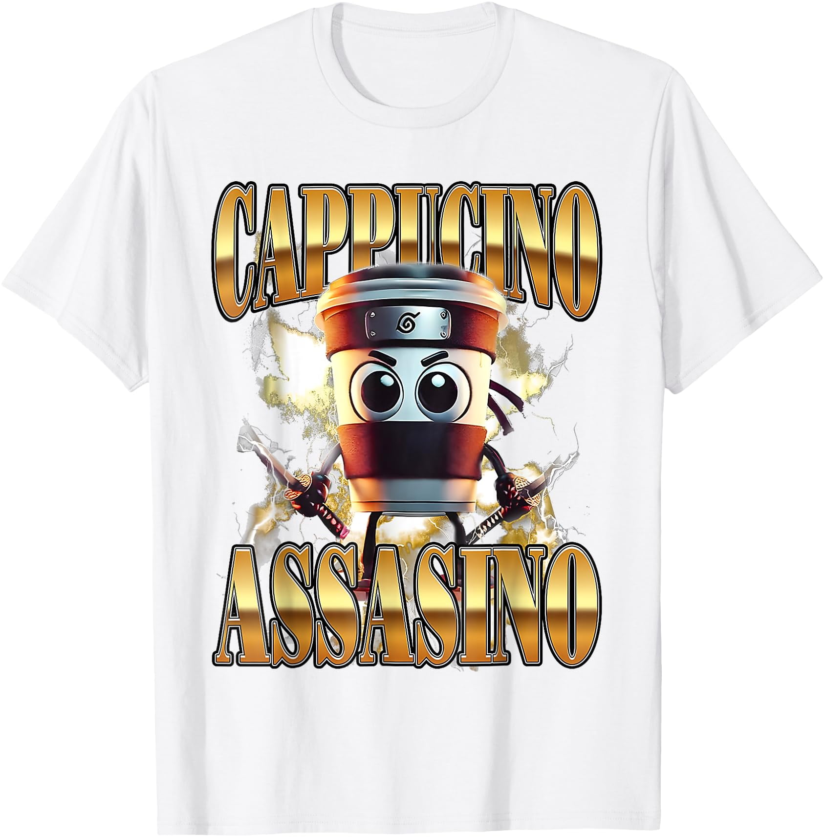 Cappuccino Assassino Coffee Lovers Italian Brainrot Meme T-Shirt,White ...