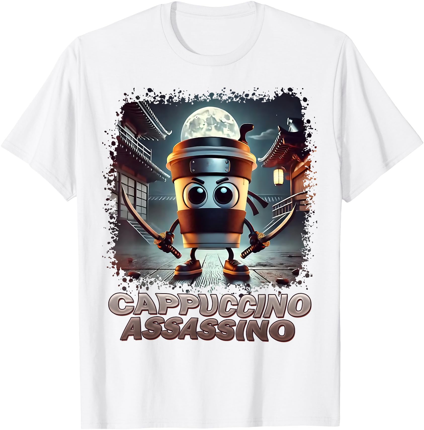Cappuccino Assassino Italian Brainrot Meme T-Shirt,White - Walmart.com