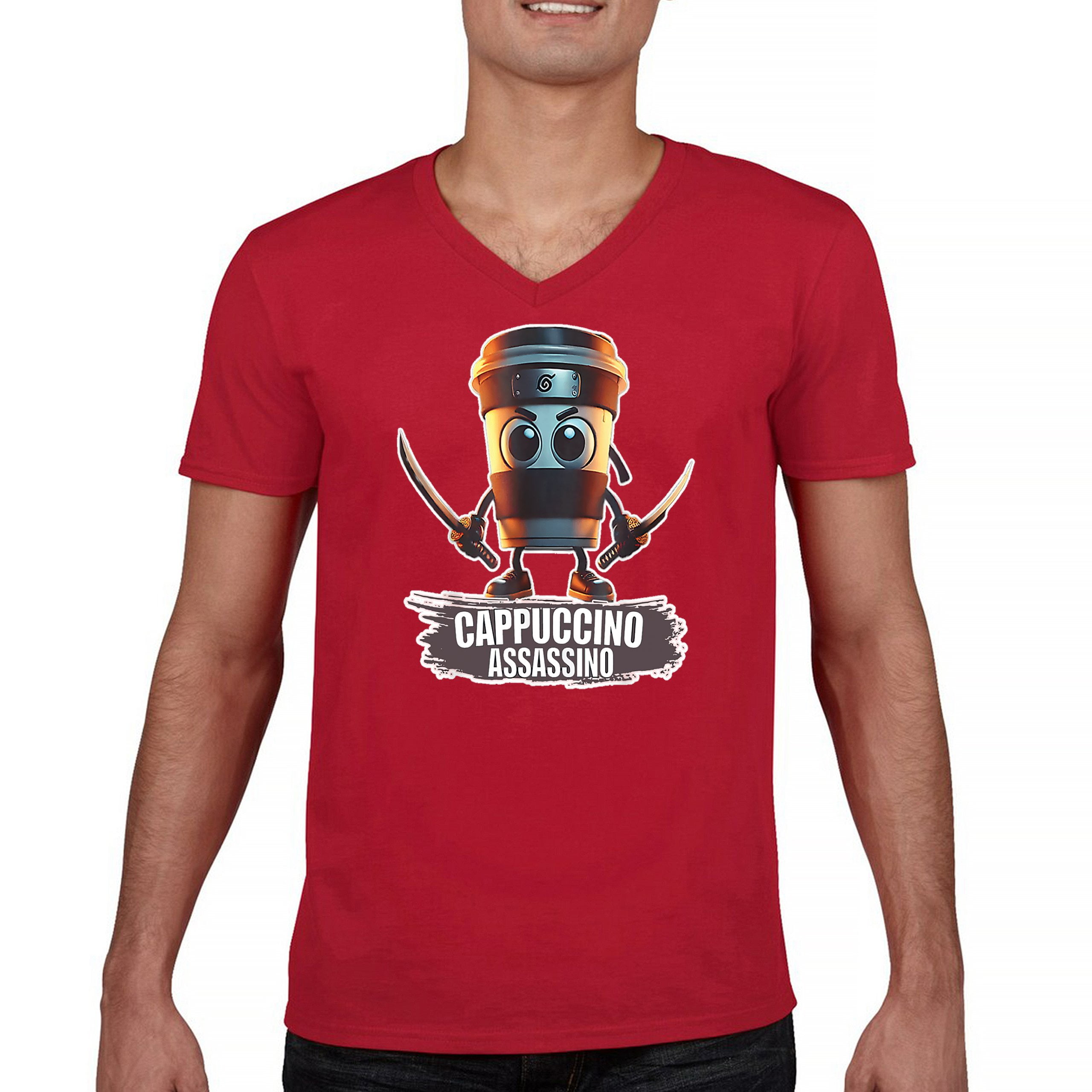 Cappuccino Assassino Men's V-Neck T-shirt Fun Italian Brainrot Gen Z ...