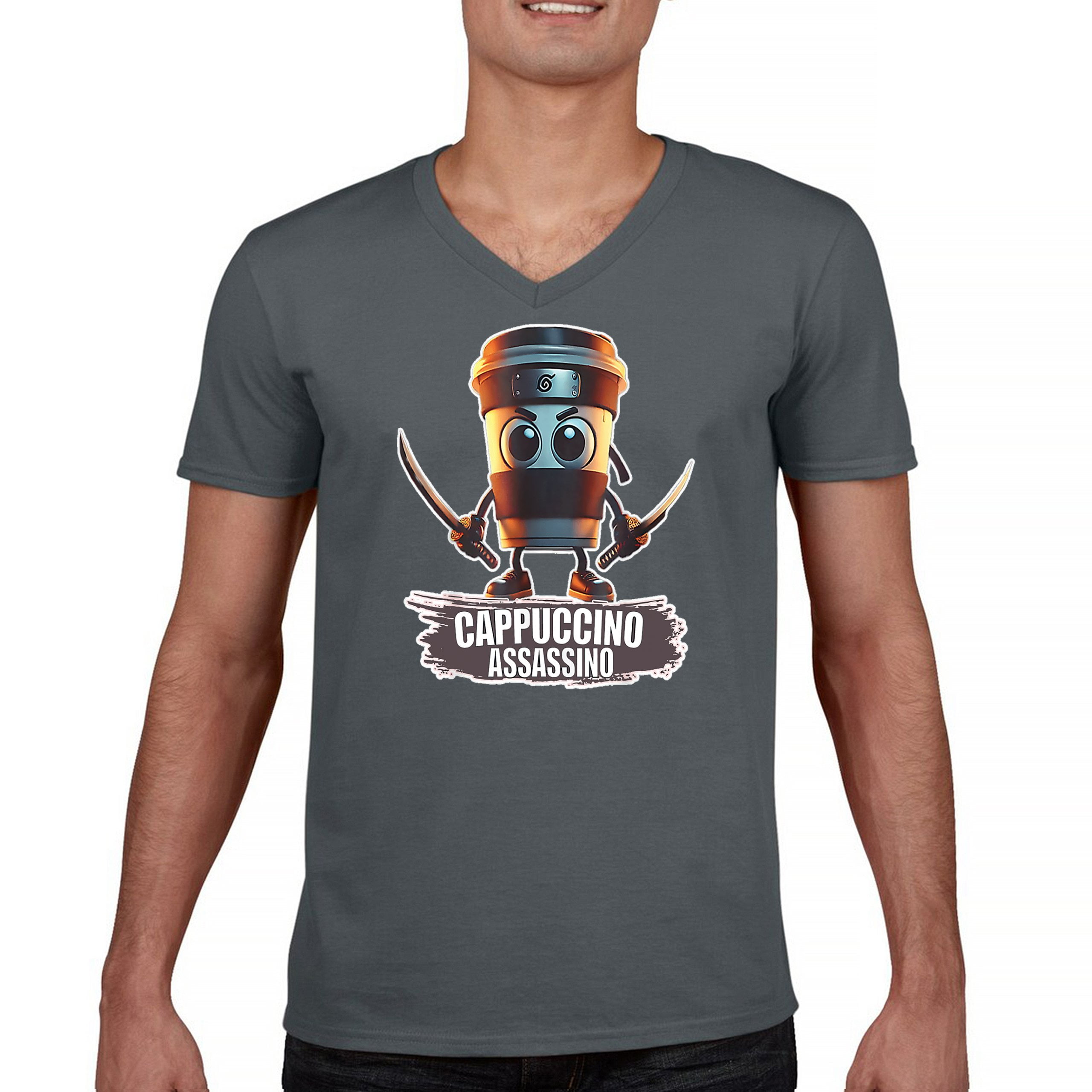 Cappuccino Assassino Men's V-Neck T-shirt Fun Italian Brainrot Gen Z ...
