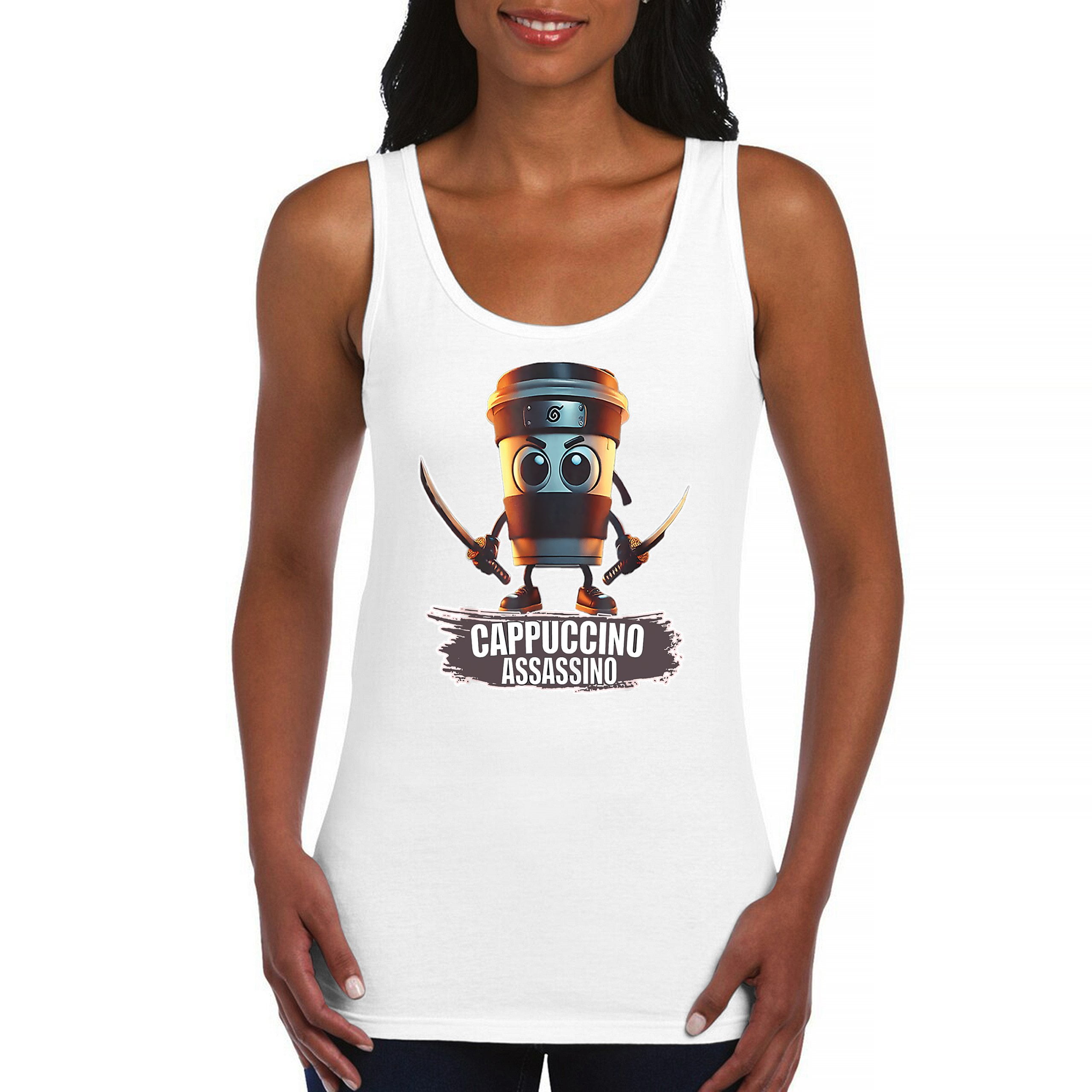 Cappuccino Assassino Women's Tank Top Fun Italian Brainrot Gen Z Alpha ...
