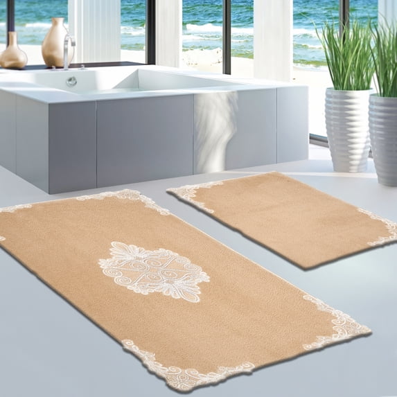 Cappuccino Bathmat Set (2 Pieces), 20 x 24 in & 24 x 40 in | 100% ...