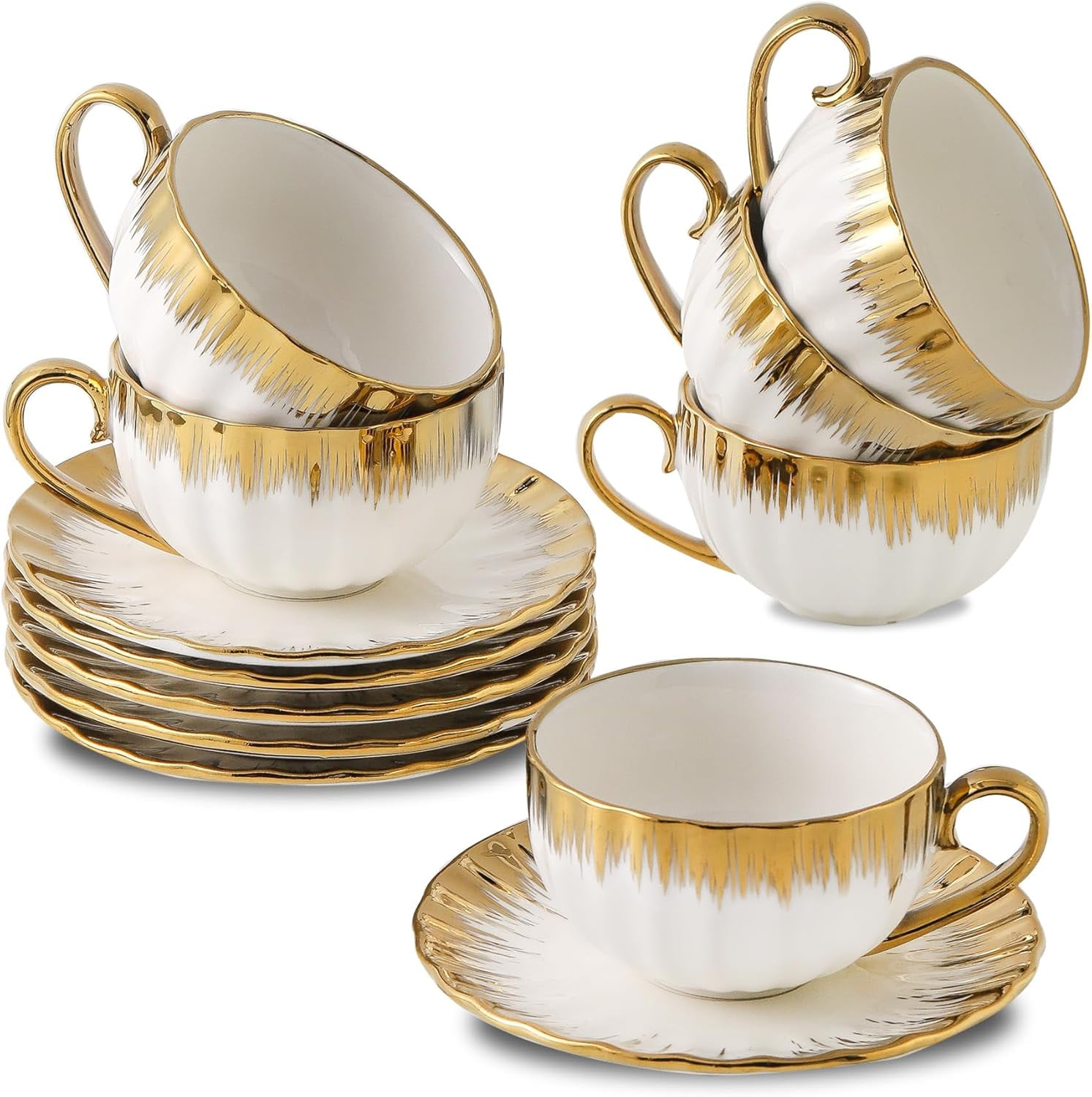 Cappuccino Cups with Saucers 7 oz Porcelain Double Espro Cups Set ...