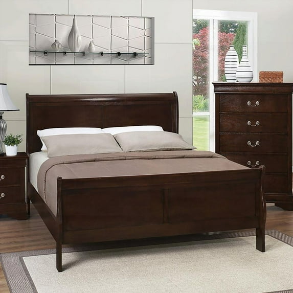 Cappuccino Queen Sleigh Bed: Classic Louis Philippe Design with Higher ...