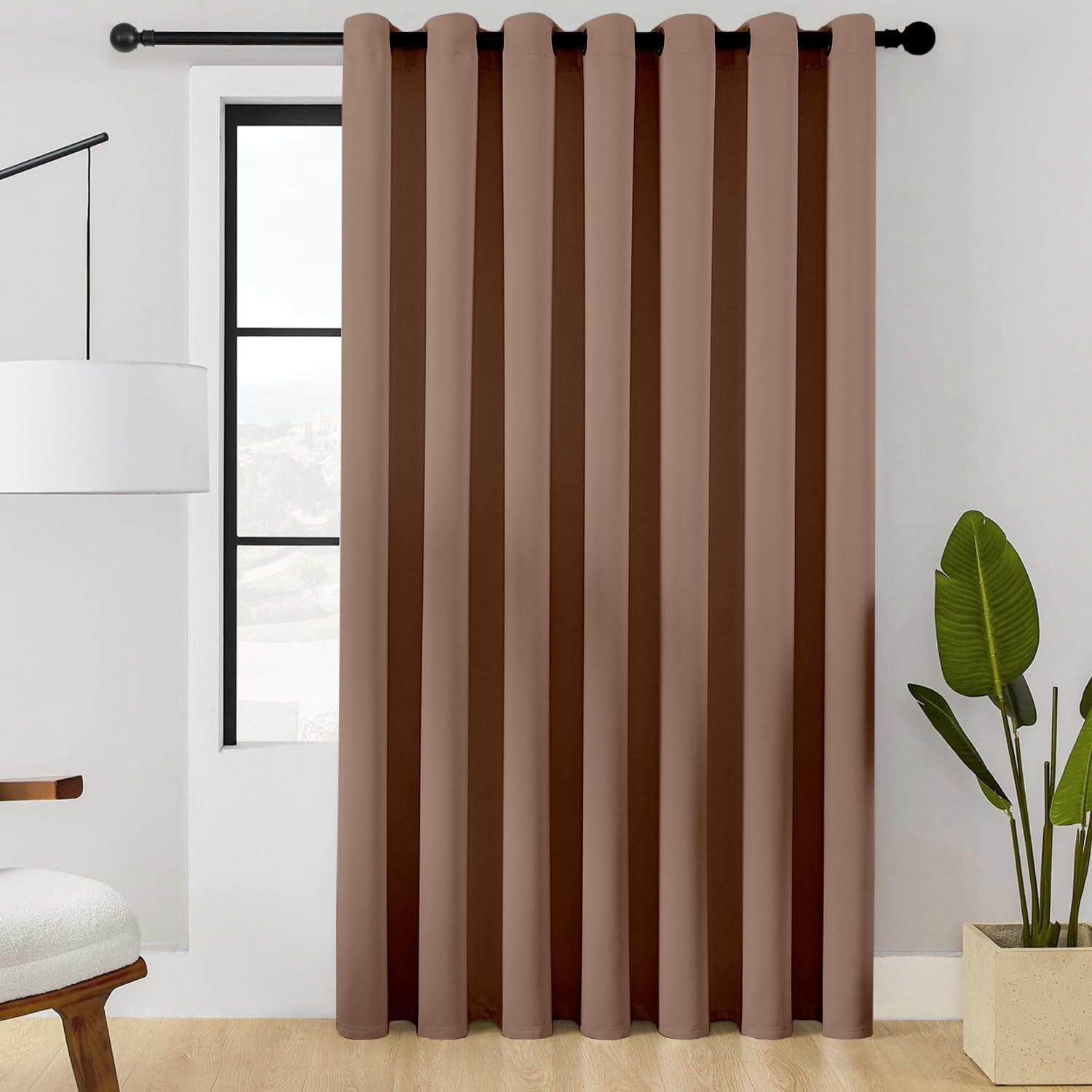 Cappuccino Room Divider Curtain, 108 Inches Long, Blackout Sliding Door ...