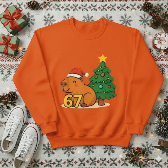 Cappy Holiday 67 Meme Capy Animal Cute Festive Humor Trend Sweatshirt ...