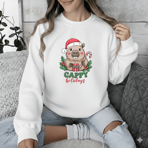 Cappy Holiday Tangled Lights Festive Capybara Cute Seasonal Graphic ...