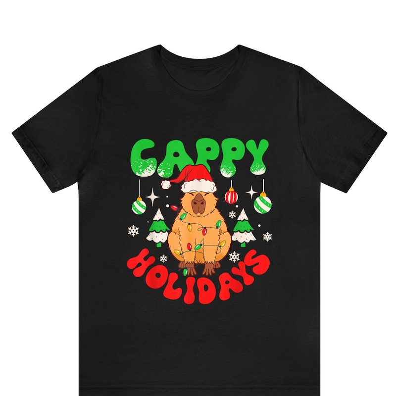 Cappy Holidays Christmas Capybara Animal Lover Graphic Novelty Tee,for ...