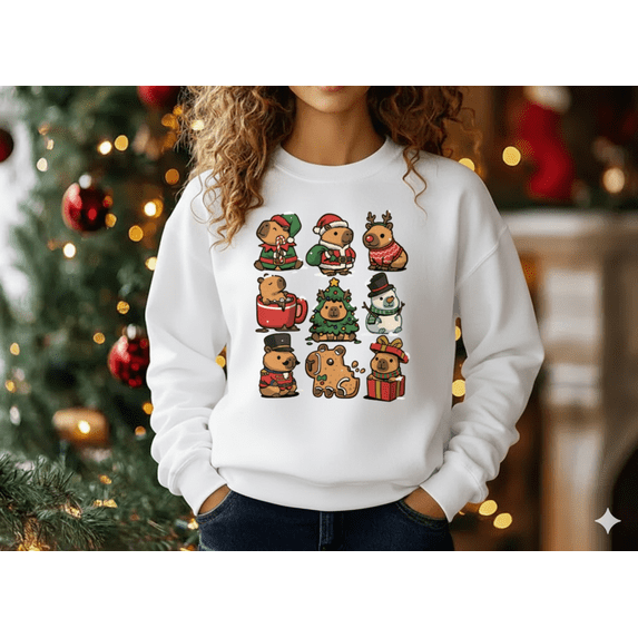 Cappy Holidays Funny Xmas Capybaras Cute Christmas Animal Meme ...