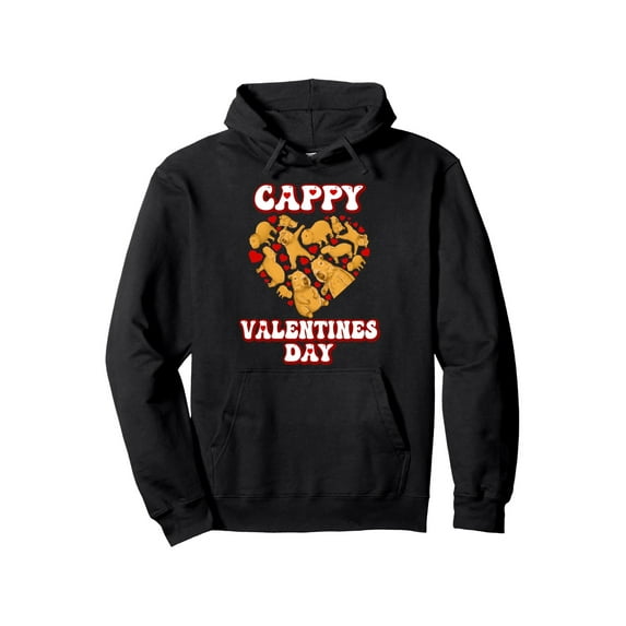 Cappy Hoodie with Capybara Face Print - Black Pullover, Warm Hooded ...