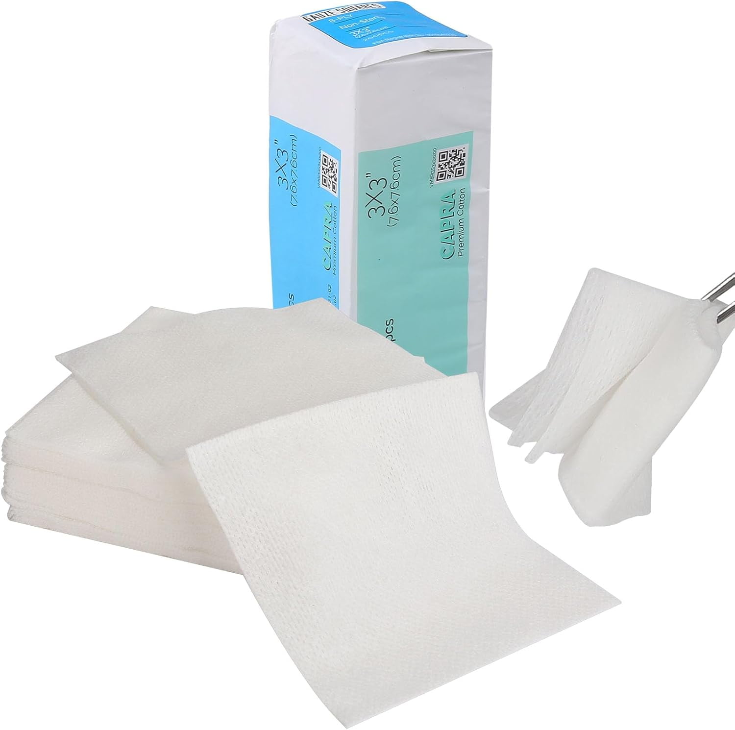 Capra Premium Cotton 4-Ply Gauze Pads by JEVOLVE | Non-Woven/Non ...