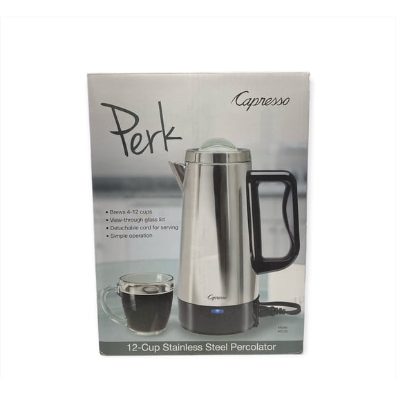 Capresso Stainless Steel Glass Top Electric Percolator, 12 Cup ...