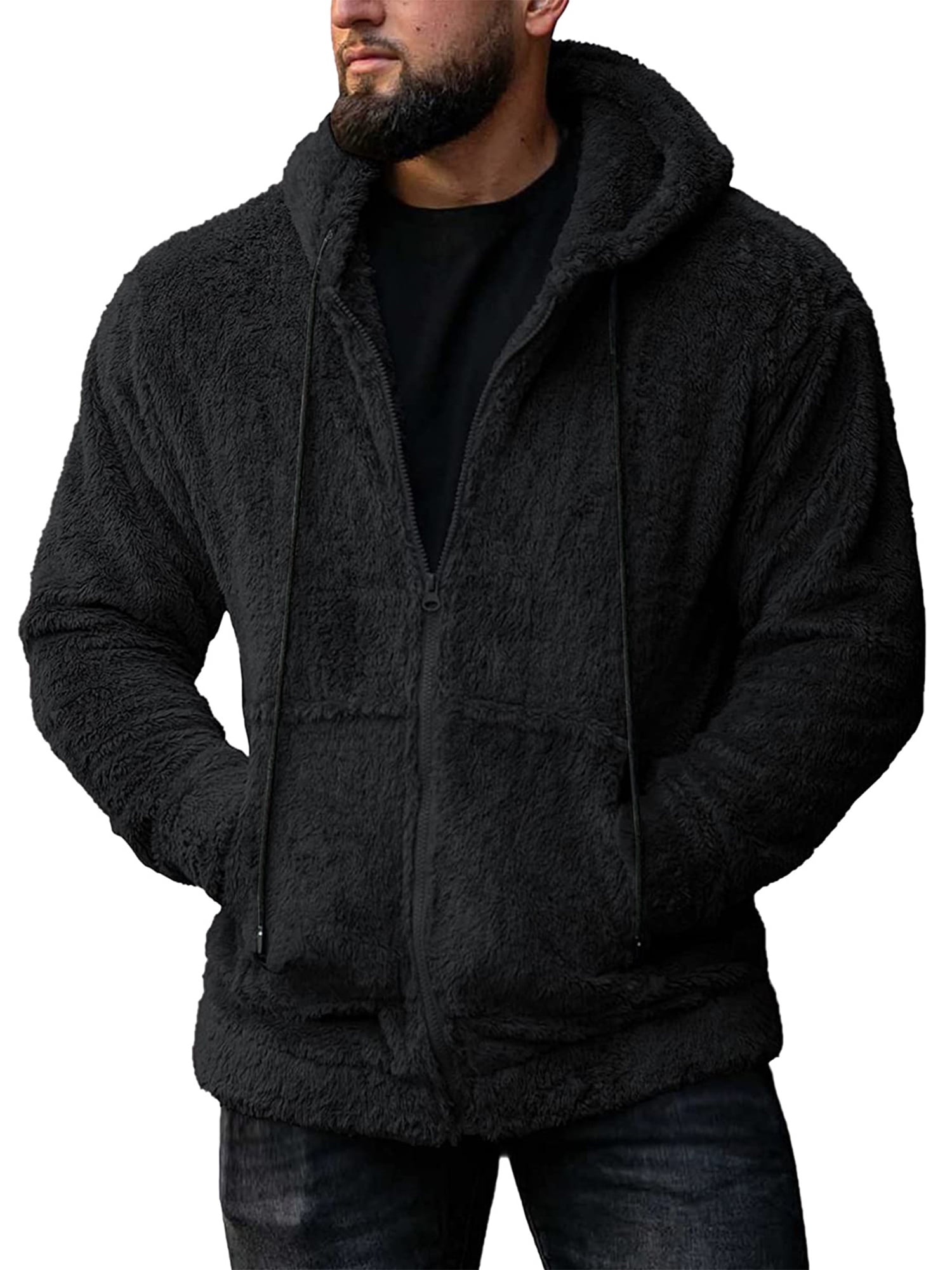 Capreze Hoodies for Men Zip Up Sweashirts Fleece Sherpa Hooded Jacket ...