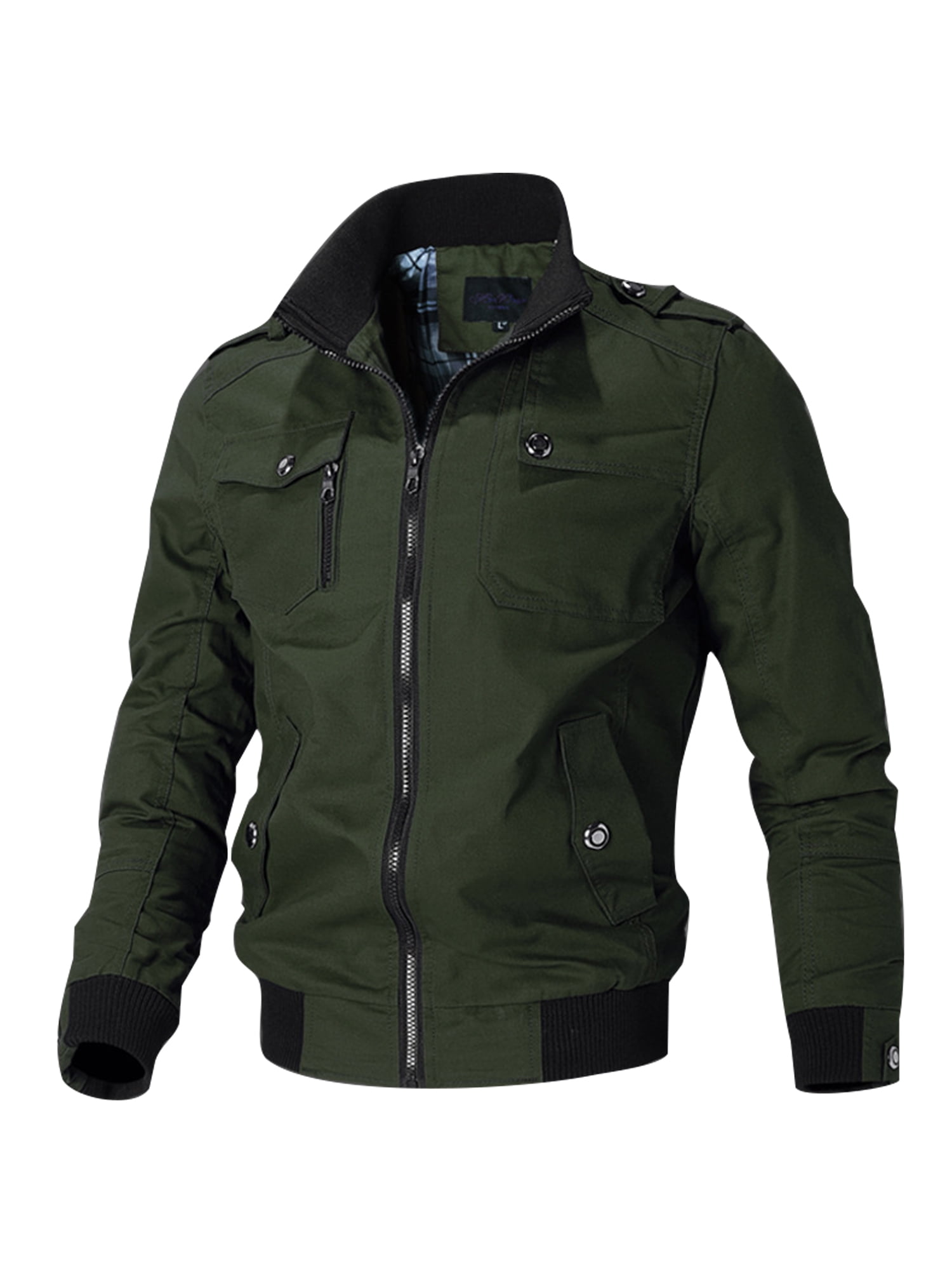 Capreze Men Cargo Bomber Jackets Casual Solid Color Outwear Fall Coat ...