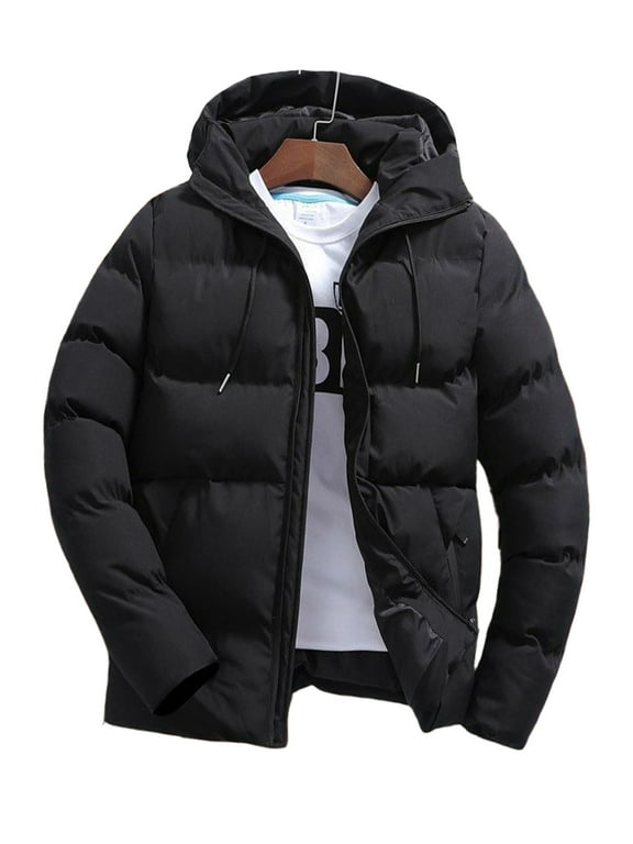 Fesfesfes Men's Short Work Puffer Jacket Bomber Jacket Thickened ...