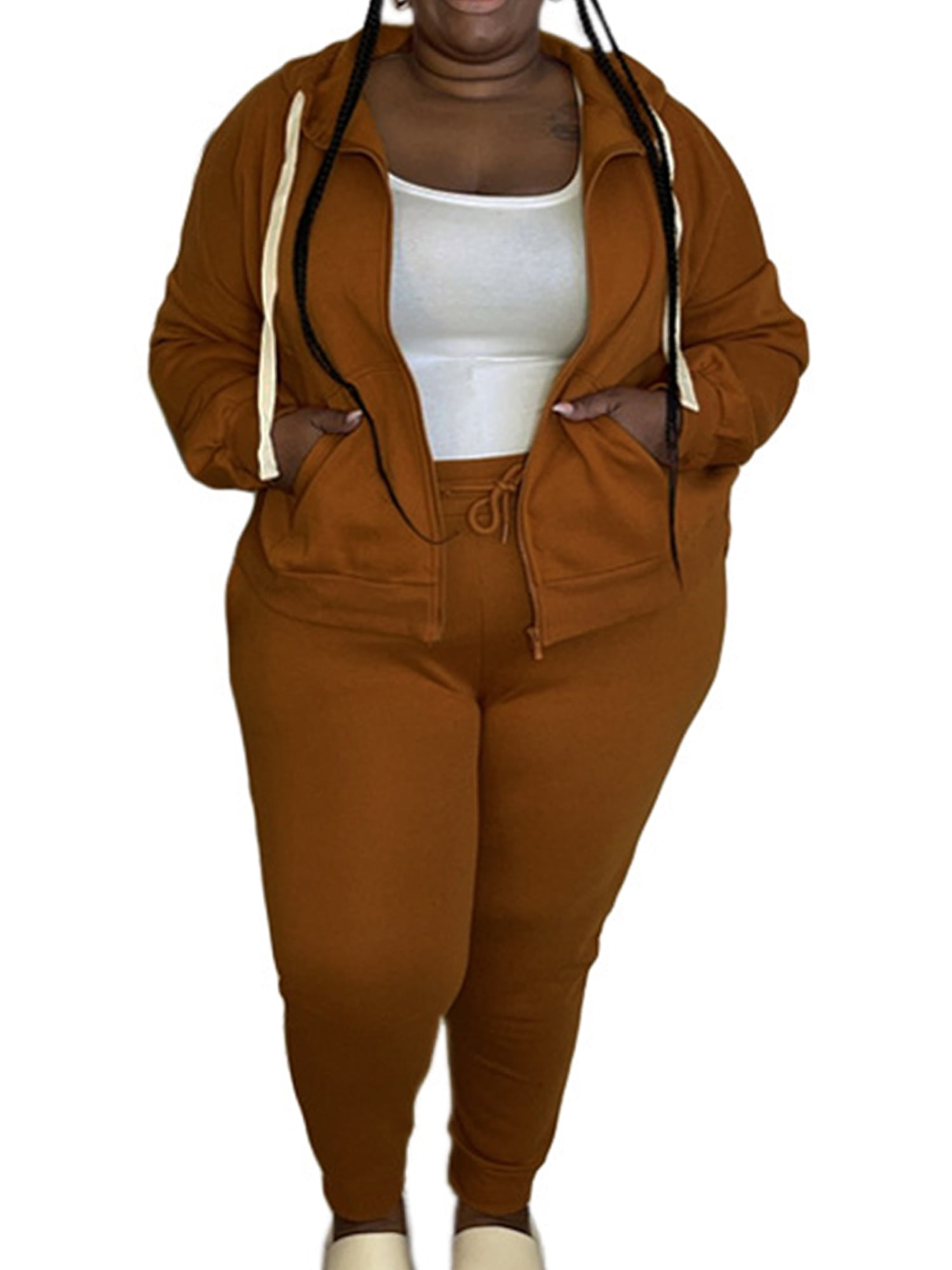 Capreze Women's Plus Size 2XL Sweatsuit Jogging Tracksuit Set ...