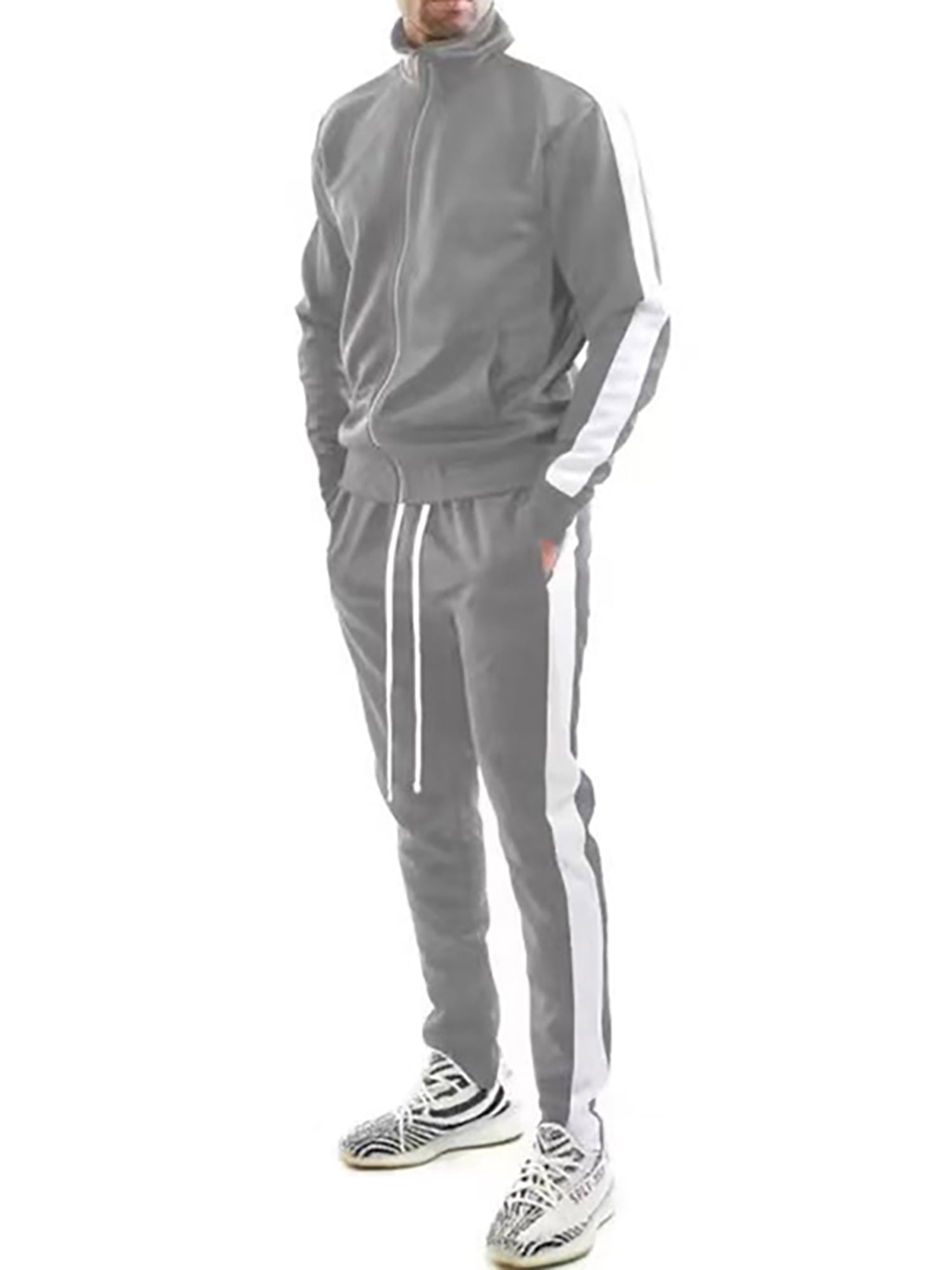Capreze Two Pieces Sweatsuit for Men Sport Running Jogging Suit Long ...