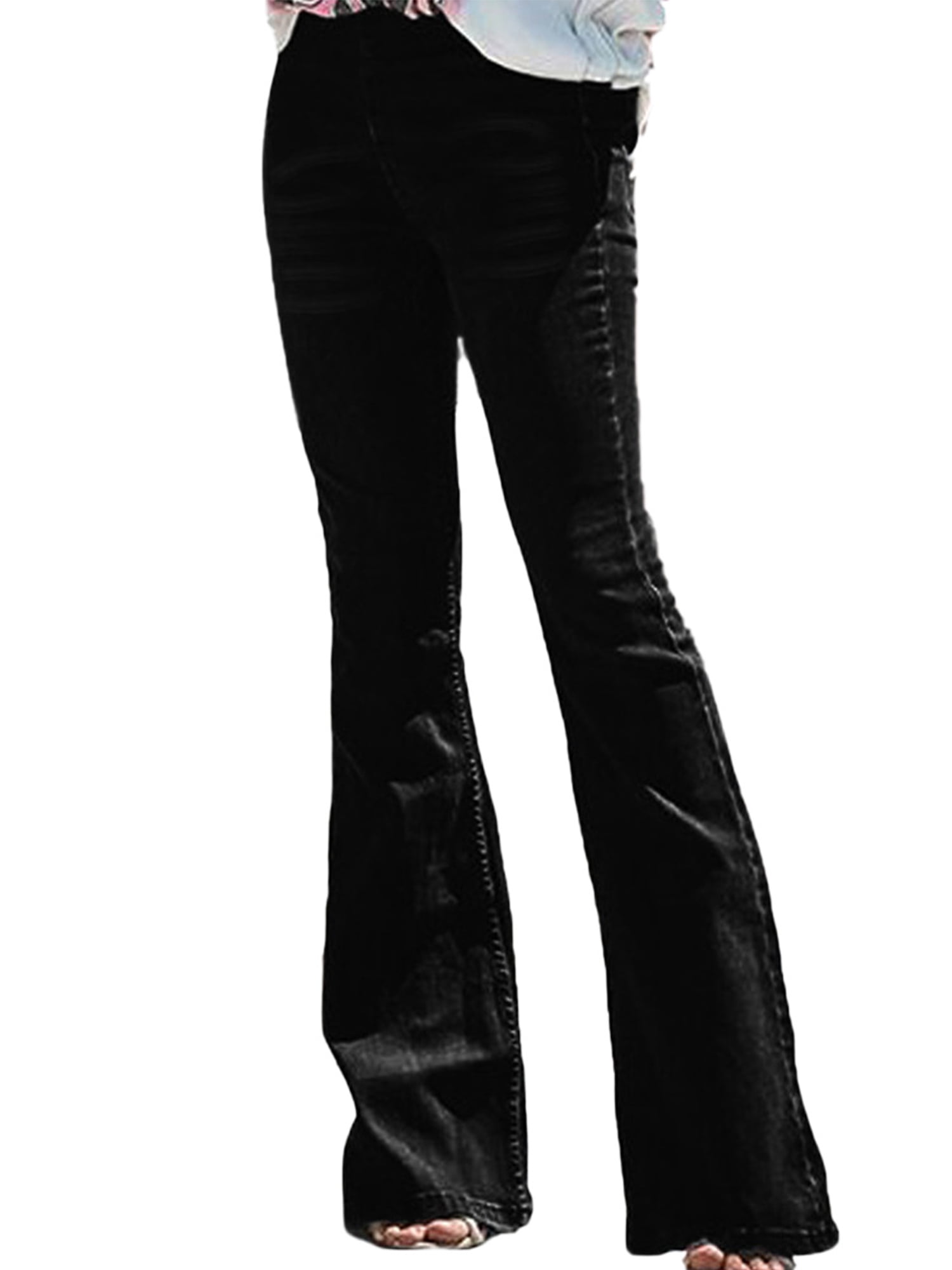 Capreze Women Bell Bottom Jean With Pockets High Waist Retro Work ...