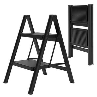 Rubbermaid RM-P2 Heavy Duty 2-Step Molded Plastic Stool with Large Non ...