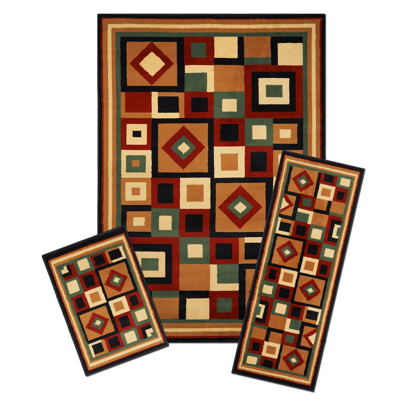 Capri 3 Piece Rug Set - Chelsea - 5'x7' Area Rug with Matching 22"x59 ...