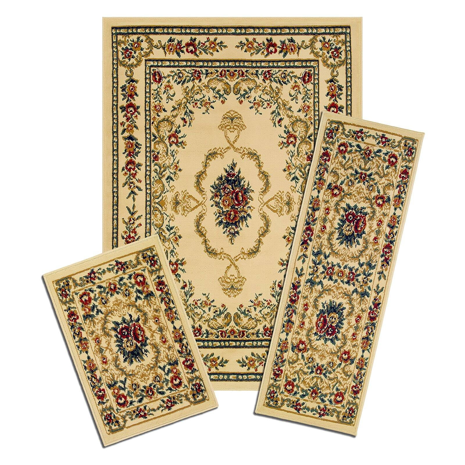 Capri 3 Piece Rug Set, Savonnerie 3-Piece Capri Area Rug Set contains ...