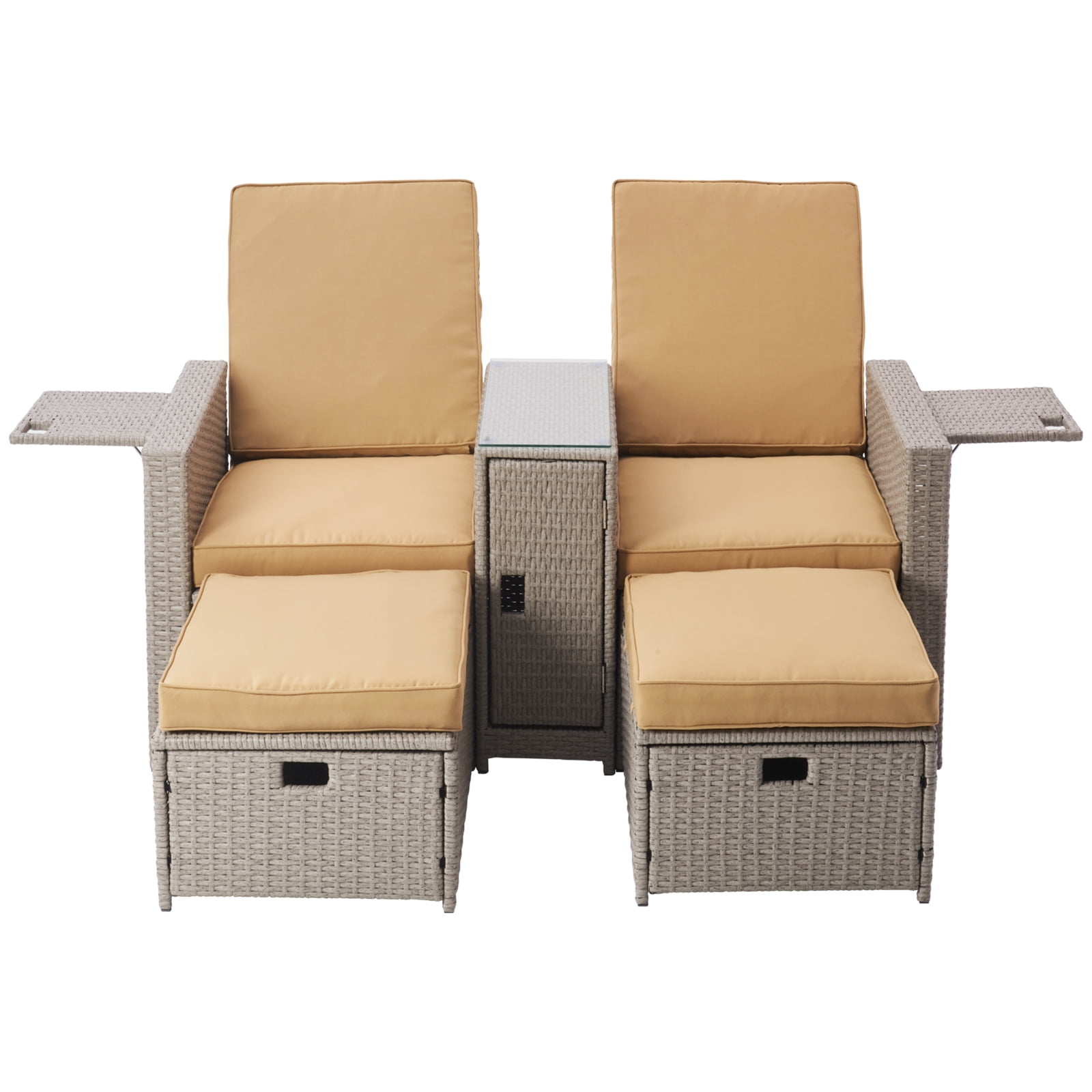 Capri 5 Piece Wicker Outdoor Lounge Chairs with Adjustable Back, PE ...