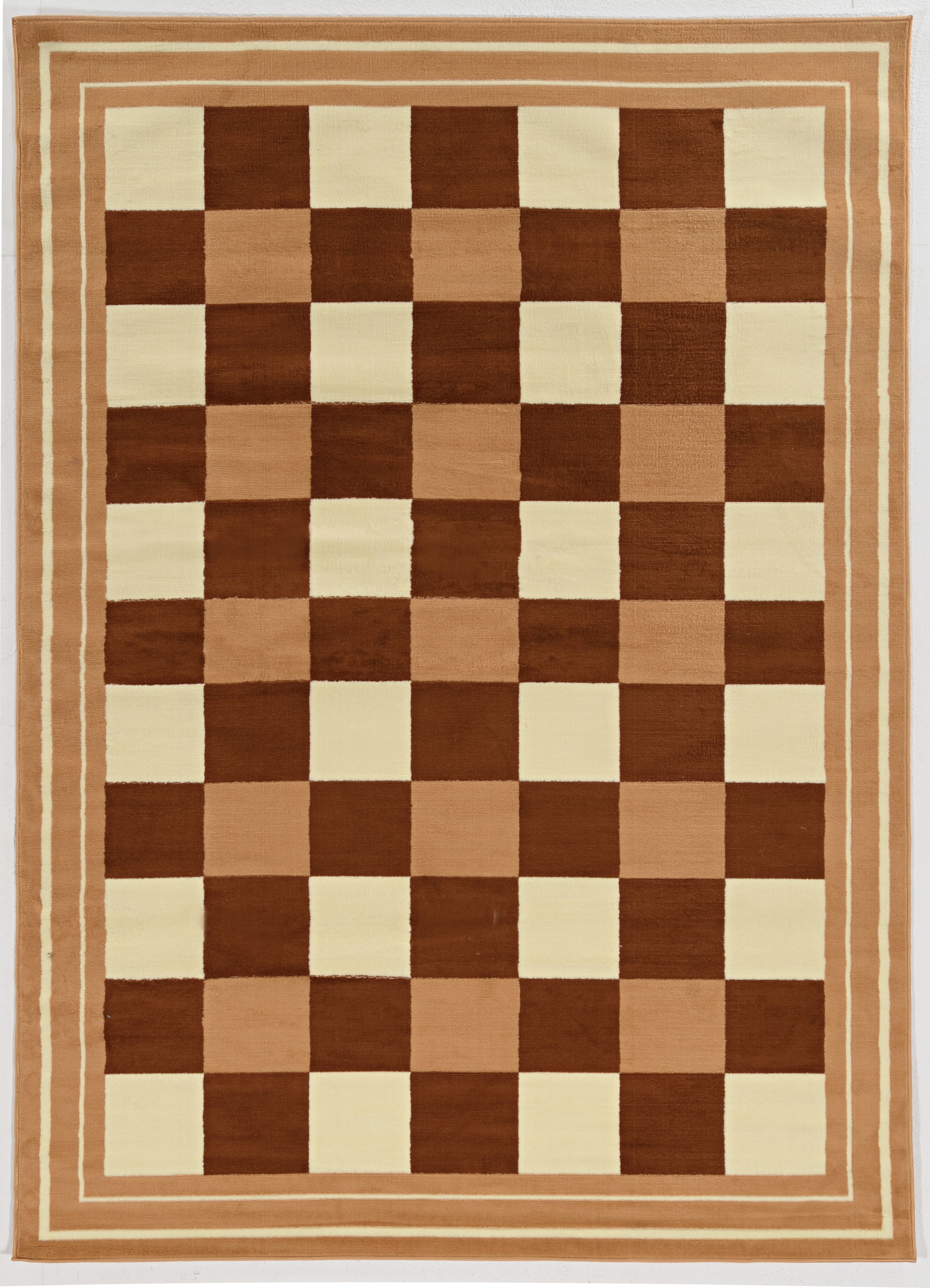 Capri Buffalo Check Rug Beige 43 x 73 Easy Care Polypropylene ...