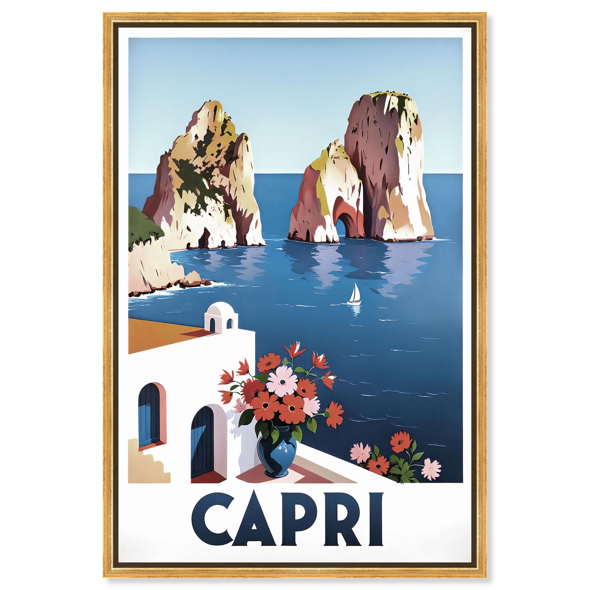 Capri Canvas Print Summer Art Prints by Art Remedy, Gold Frame, 30 x 45 ...