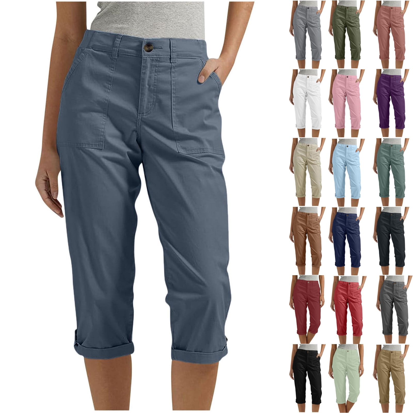Capri Cargo Pants for Women Lightweight Quick Dry Hiking Summer Pants ...