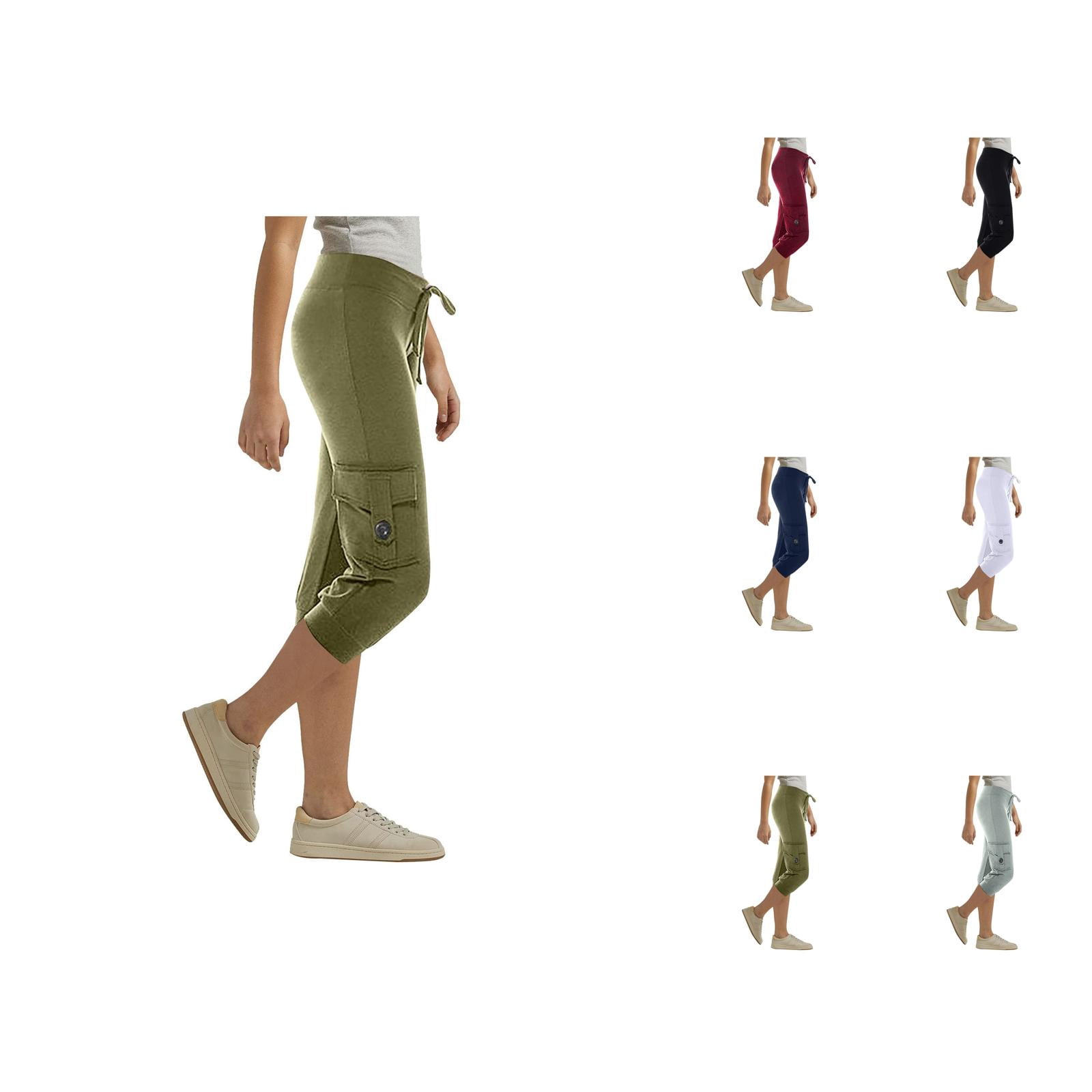 Capri Cargo Pants for Women Spring Summer Lightweight Elastic Waist ...