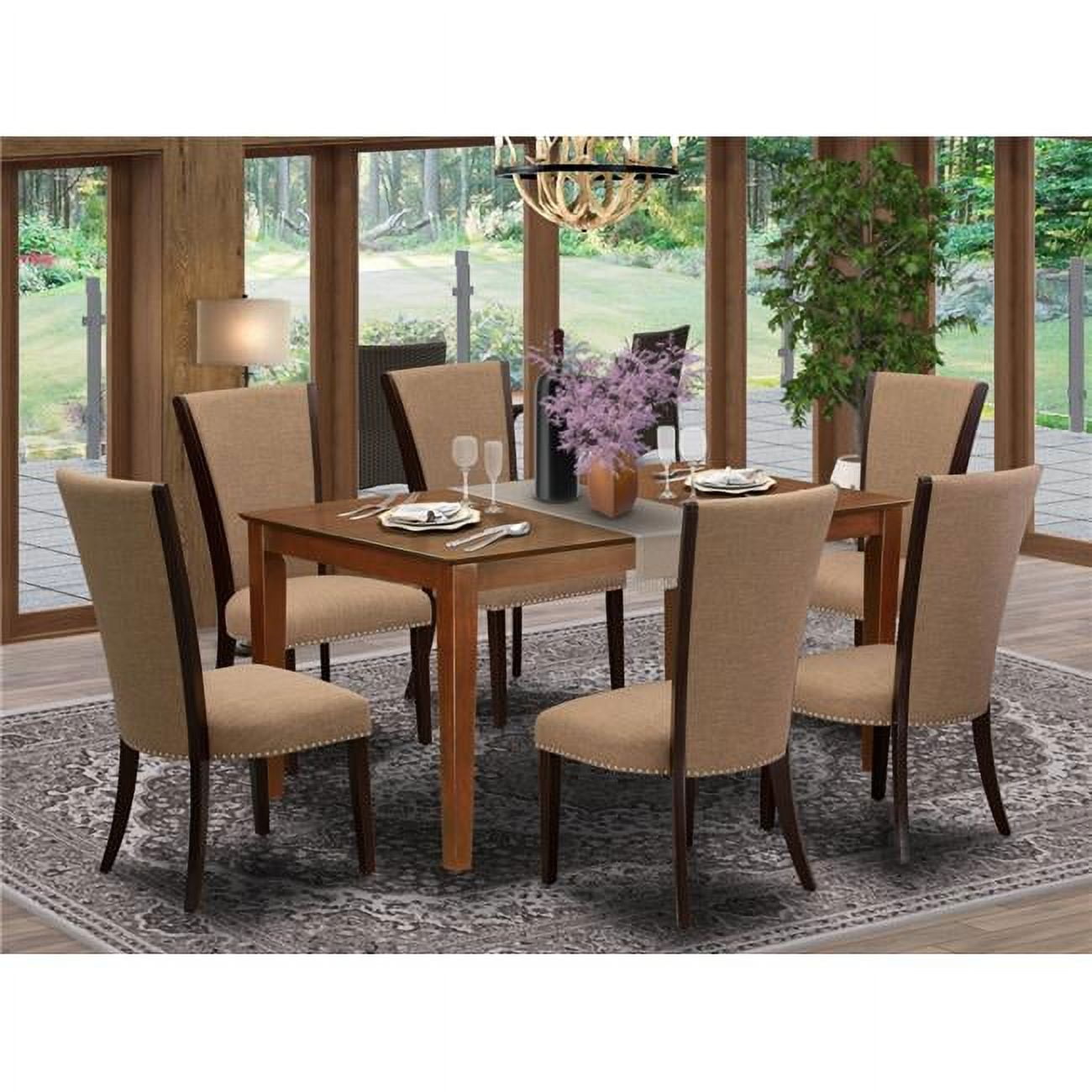 Capri Dining Room Table Set - Mahogany & Light Sable, Set of 6 ...