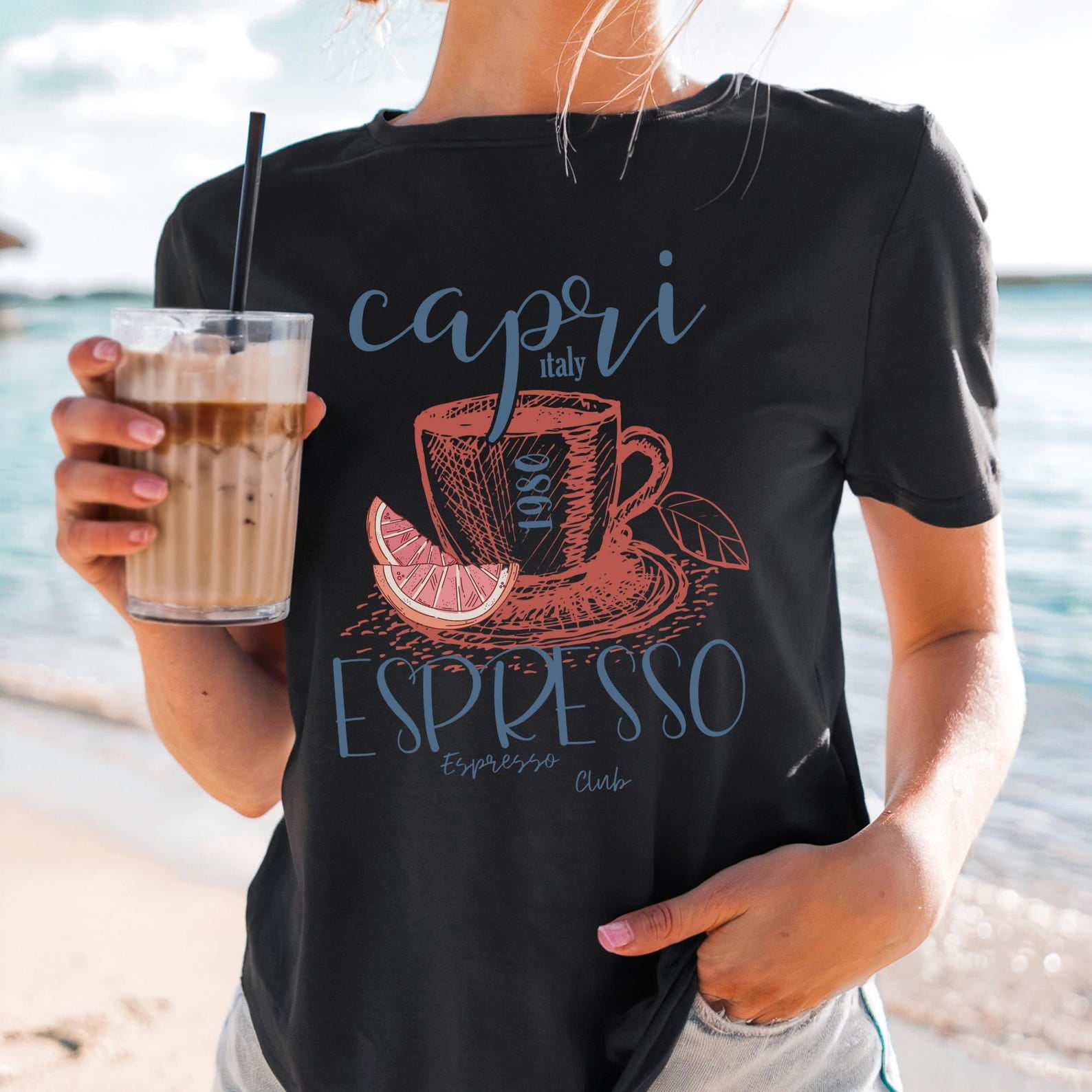 Capri Espresso Club Graphic Tee | Soft Vintage Cotton 1980 T-Shirt ...