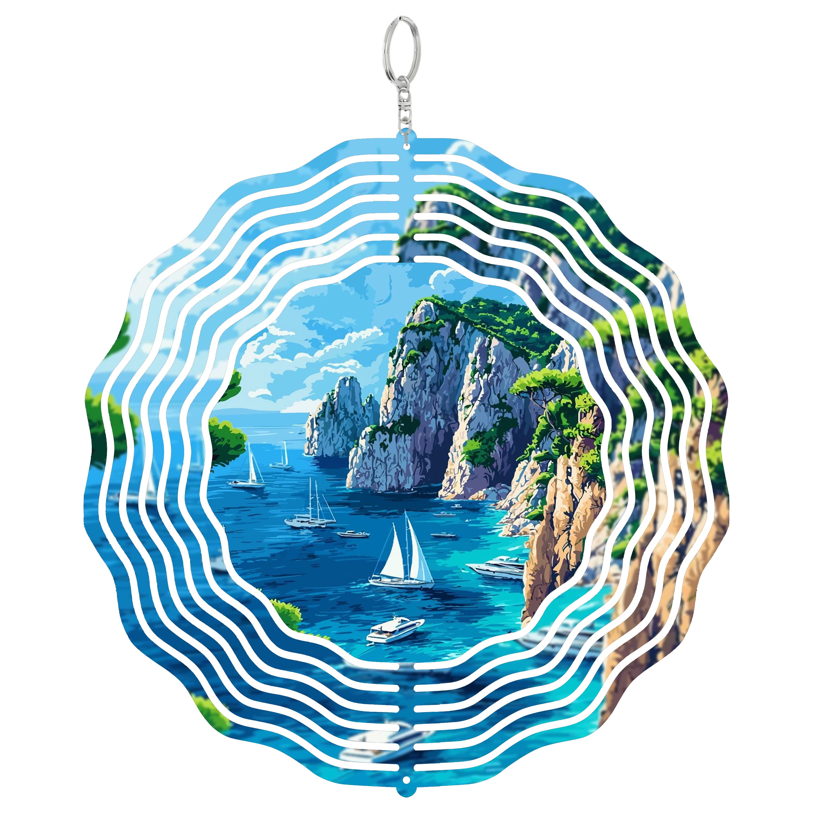 Capri Italy Blue Grotto Island 3D Wind Spinner Metal Laser Cut Hanging ...