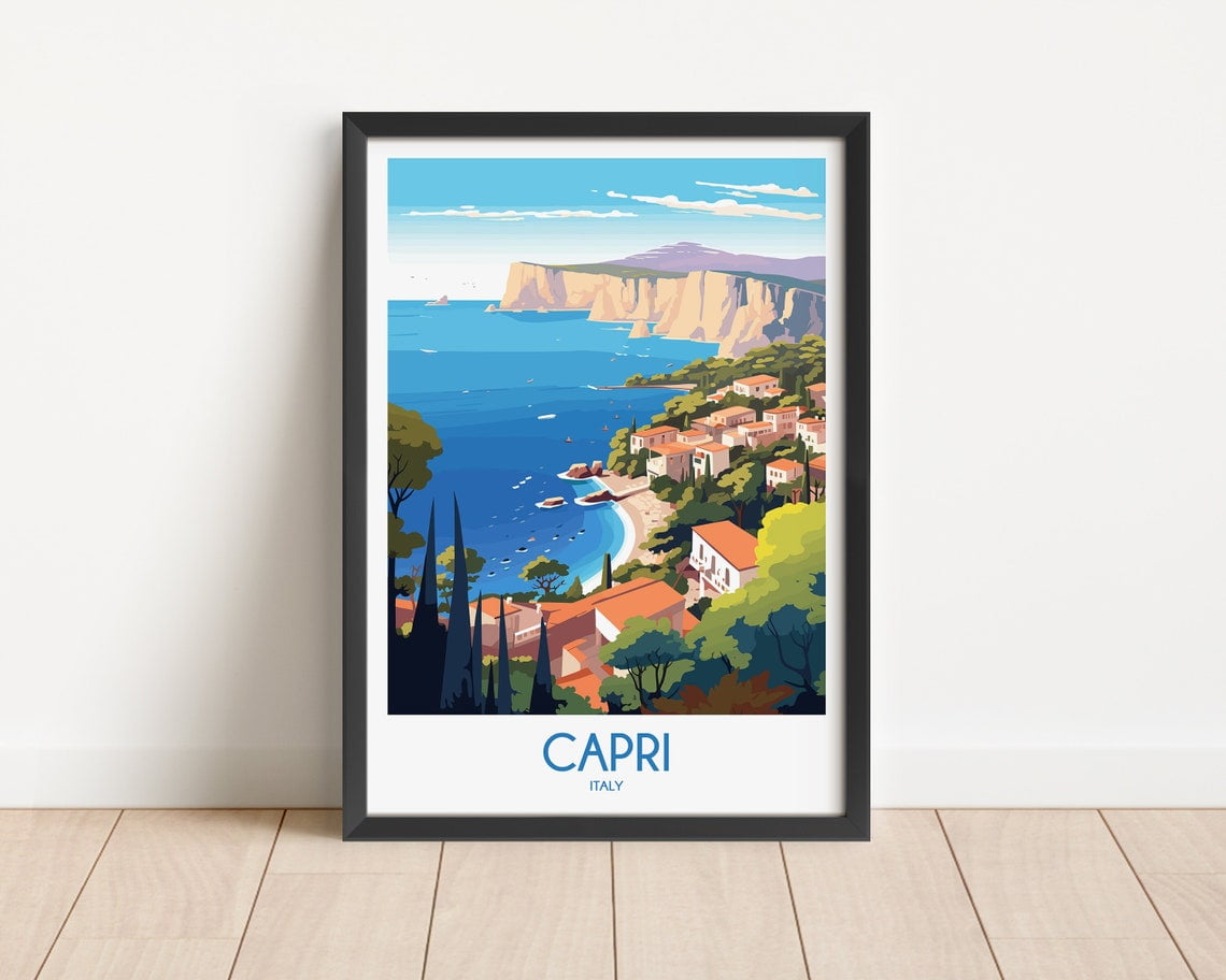 Capri Italy Poster Scenic Coastal Art Print, Unframed Poster Size 8x12 ...
