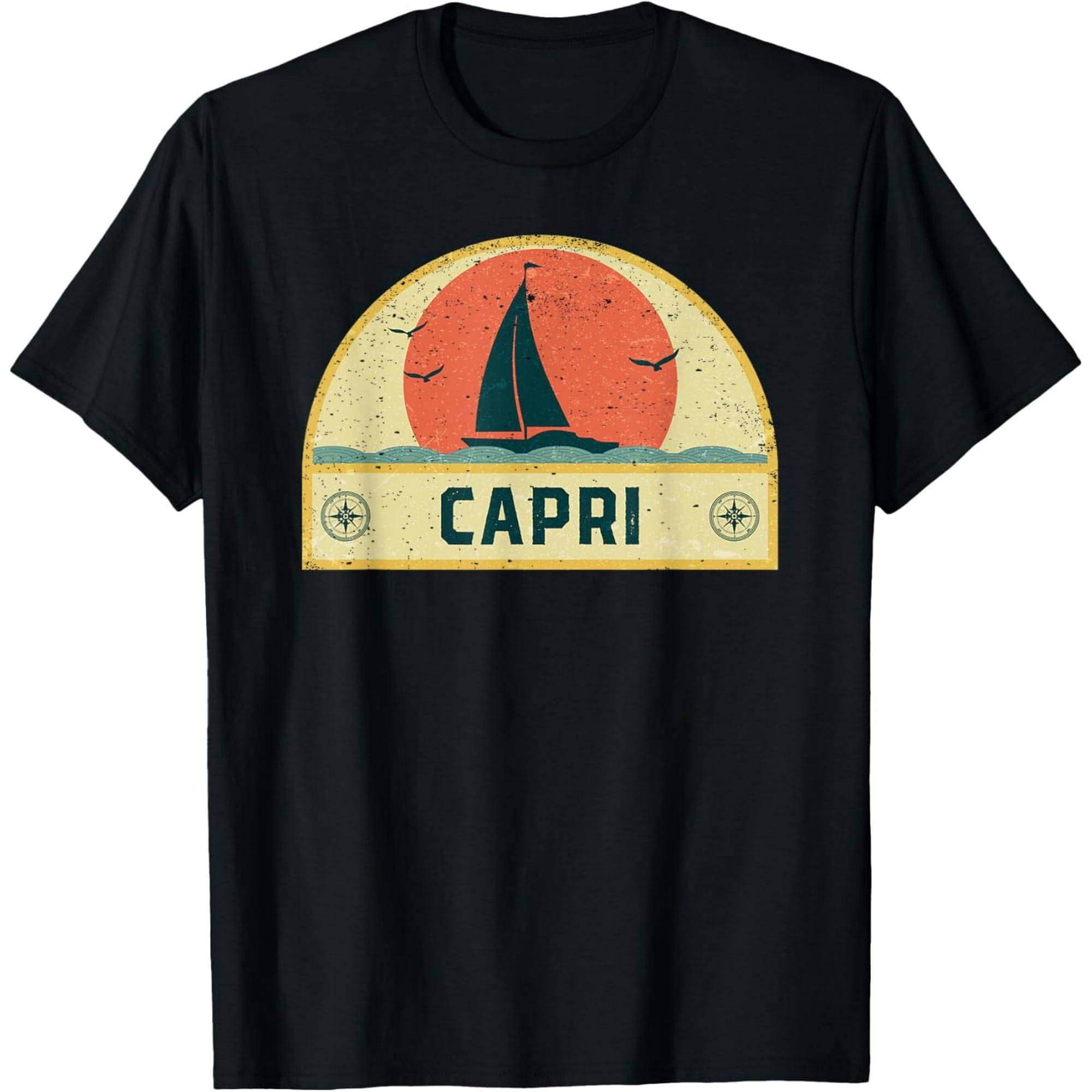 Capri Italy Sailing Vacation Vintage Funny Creative Graphic T-Shirt ...