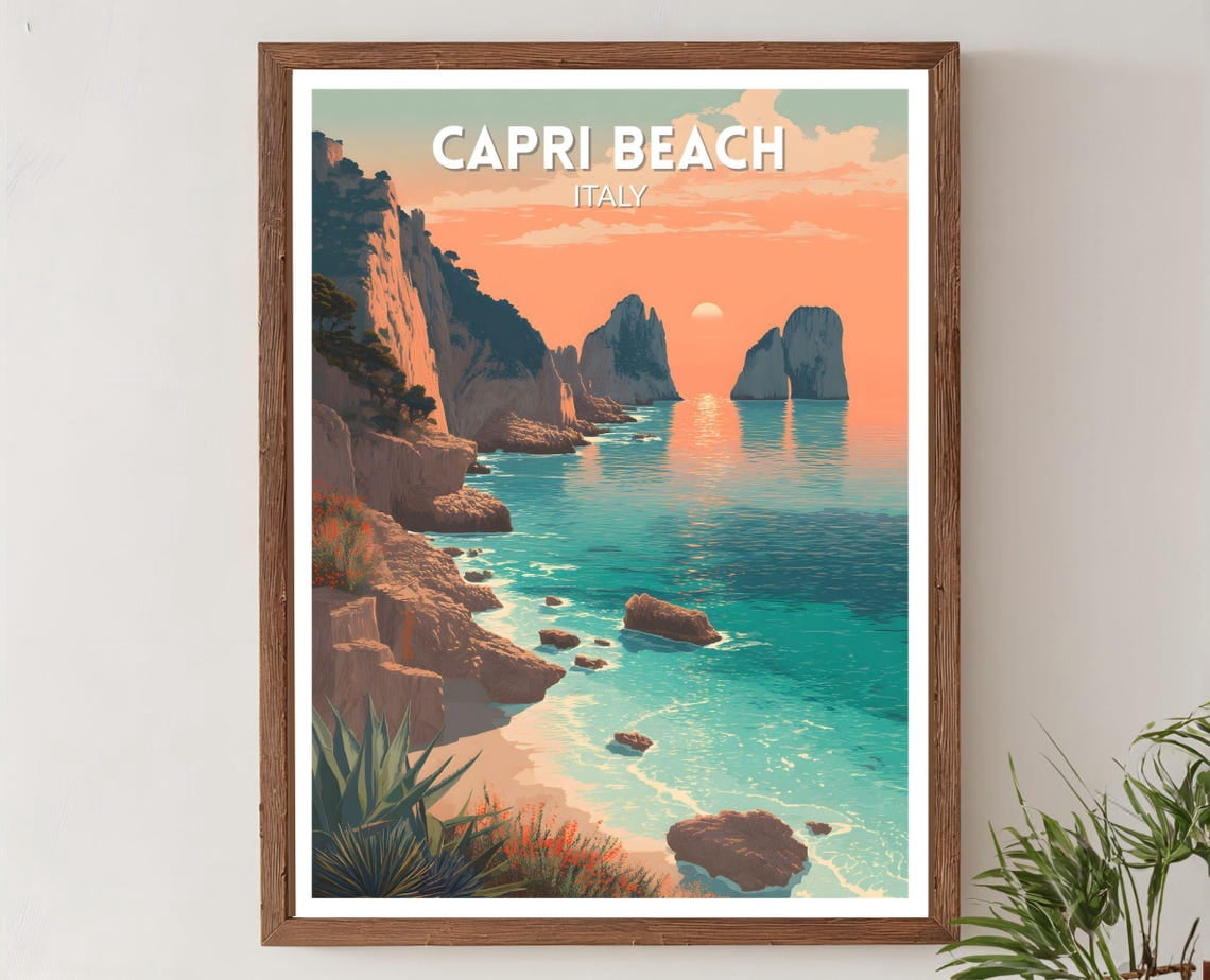 Capri Italy Sunset Beach Romantic Mediterranean Coastal Travel Memory ...